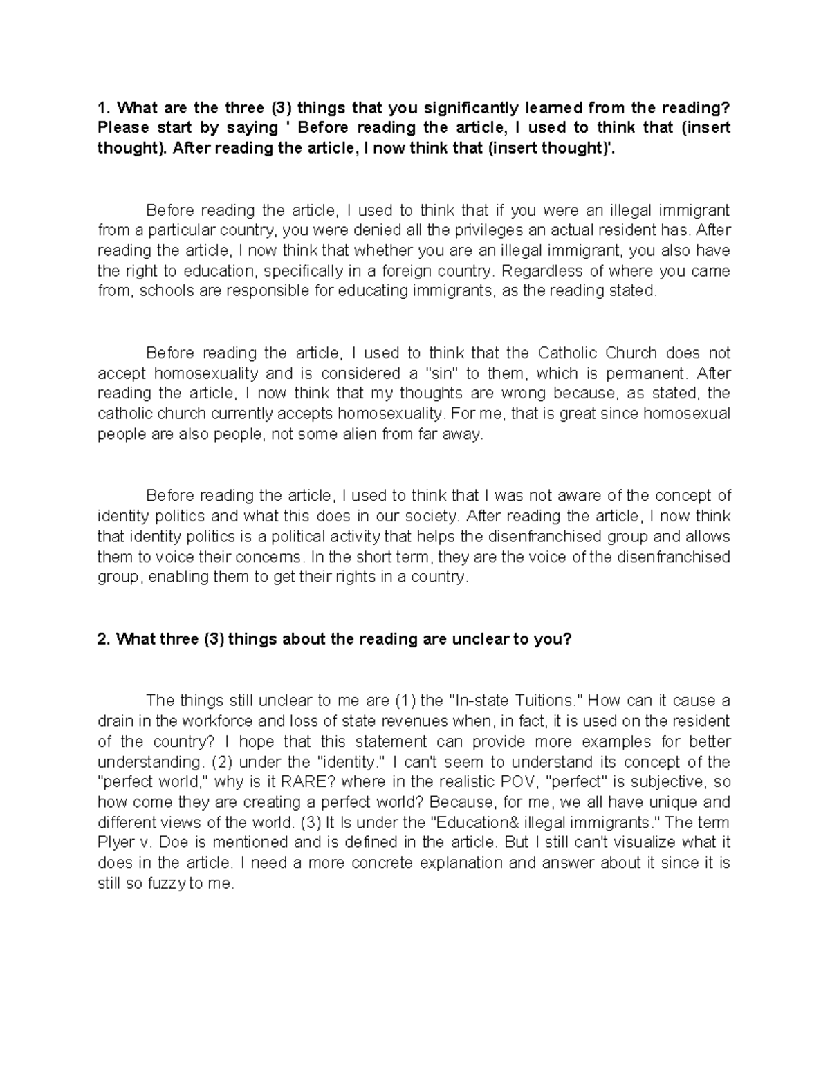 MRR3 - N/A - What are the three (3) things that you significantly ...