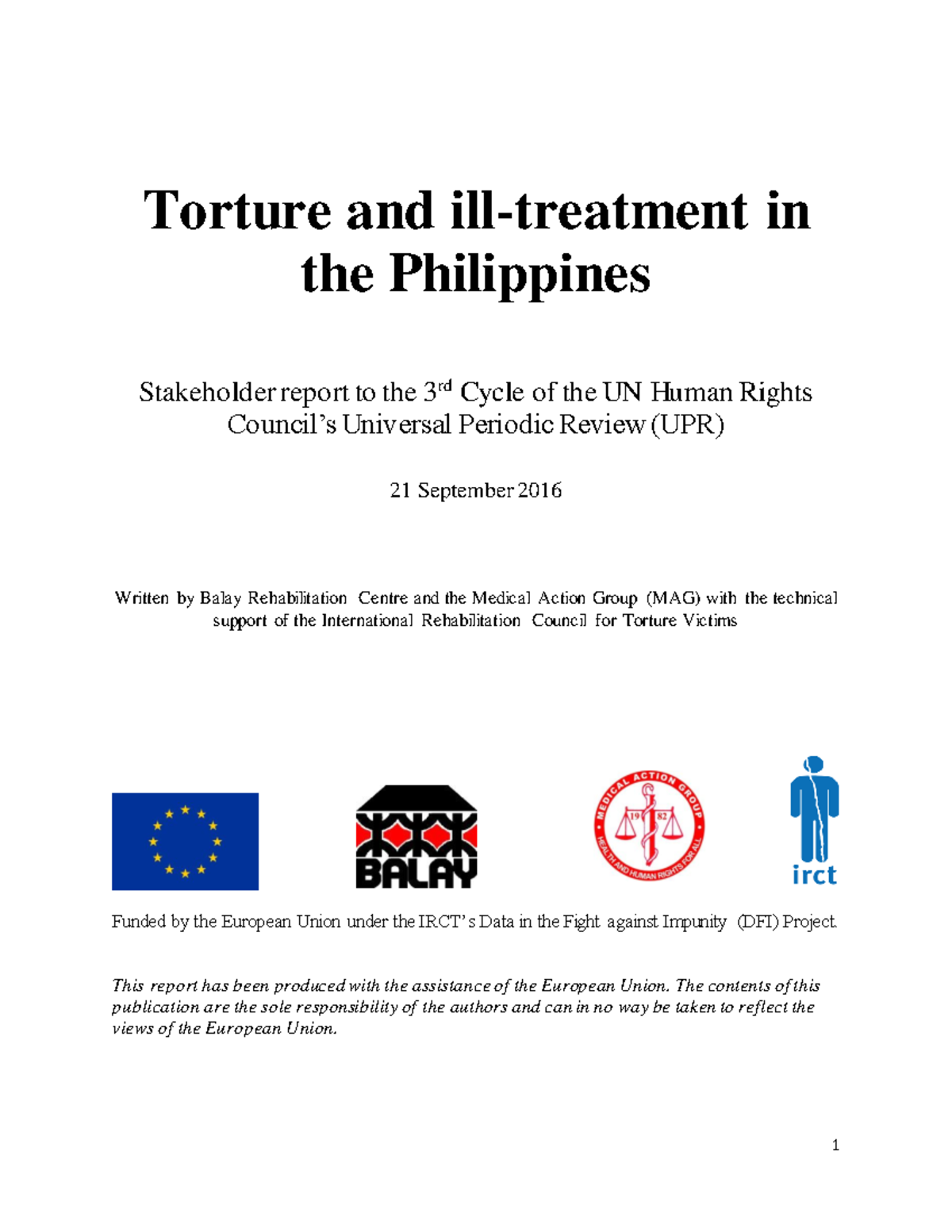 JS17 UPR27 PHL E Main - for my assignment - Torture and ill-treatment ...