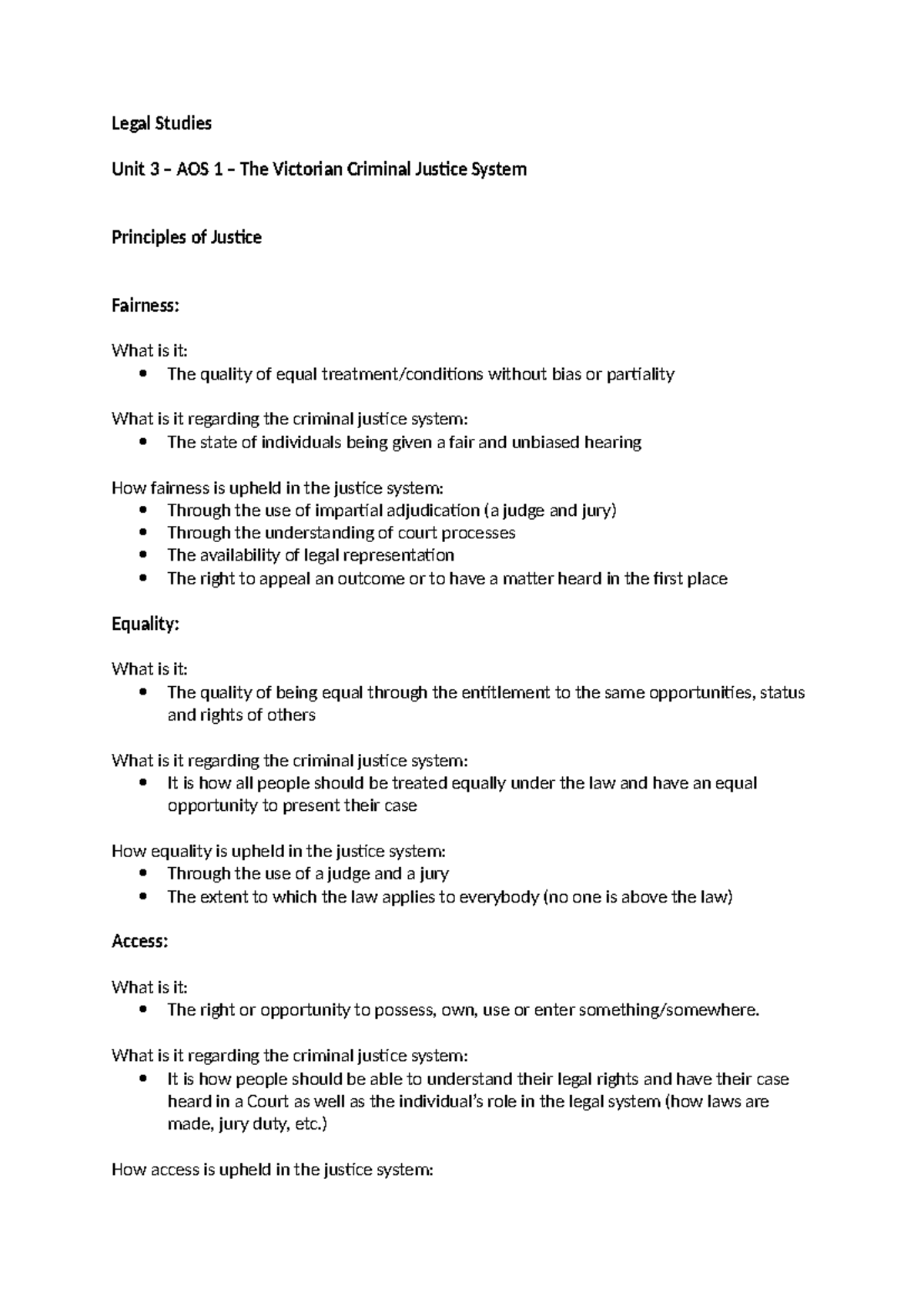 AOS1 - Victorian Criminal Justice System - Legal Studies Unit 3 – AOS 1 ...