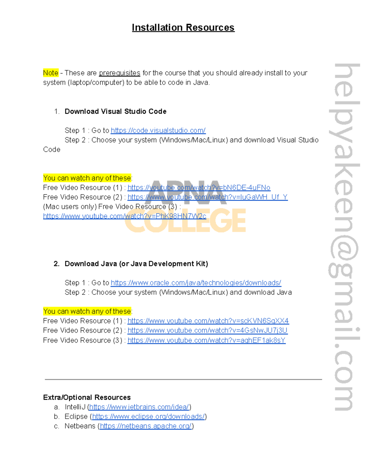 2. Installation Resources - Installation Resources Note - These are ...