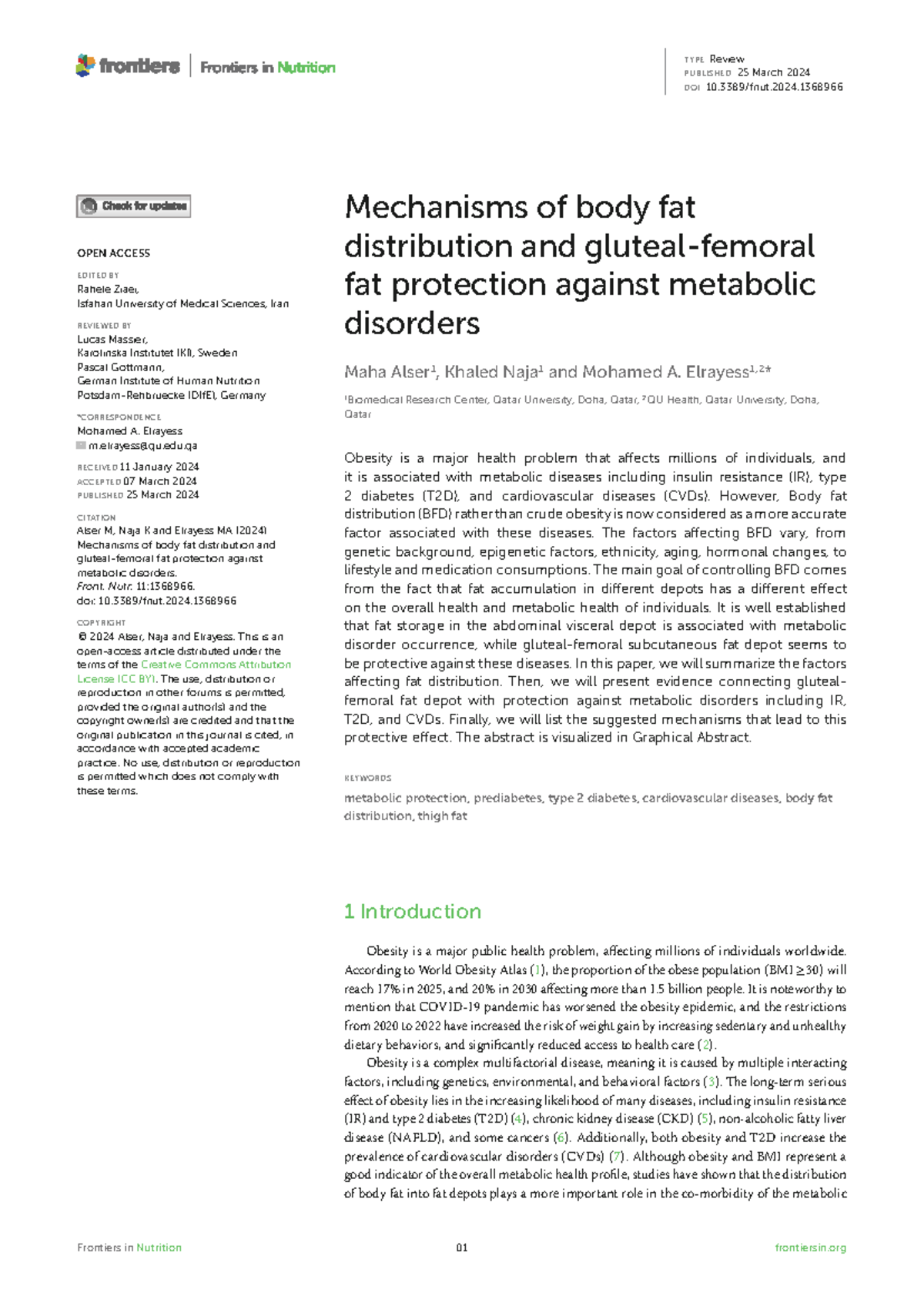 Mechanisms of body fat distribution and gluteal-femoral fat protection ...