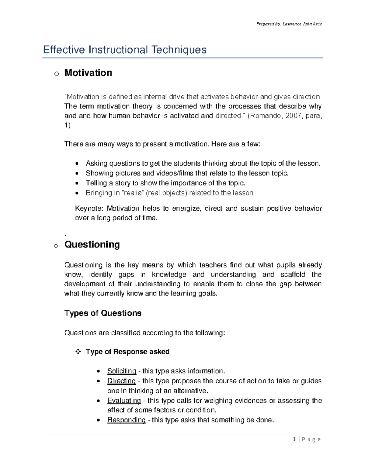 Effective Instructional Techniques in Teaching - Effective ...