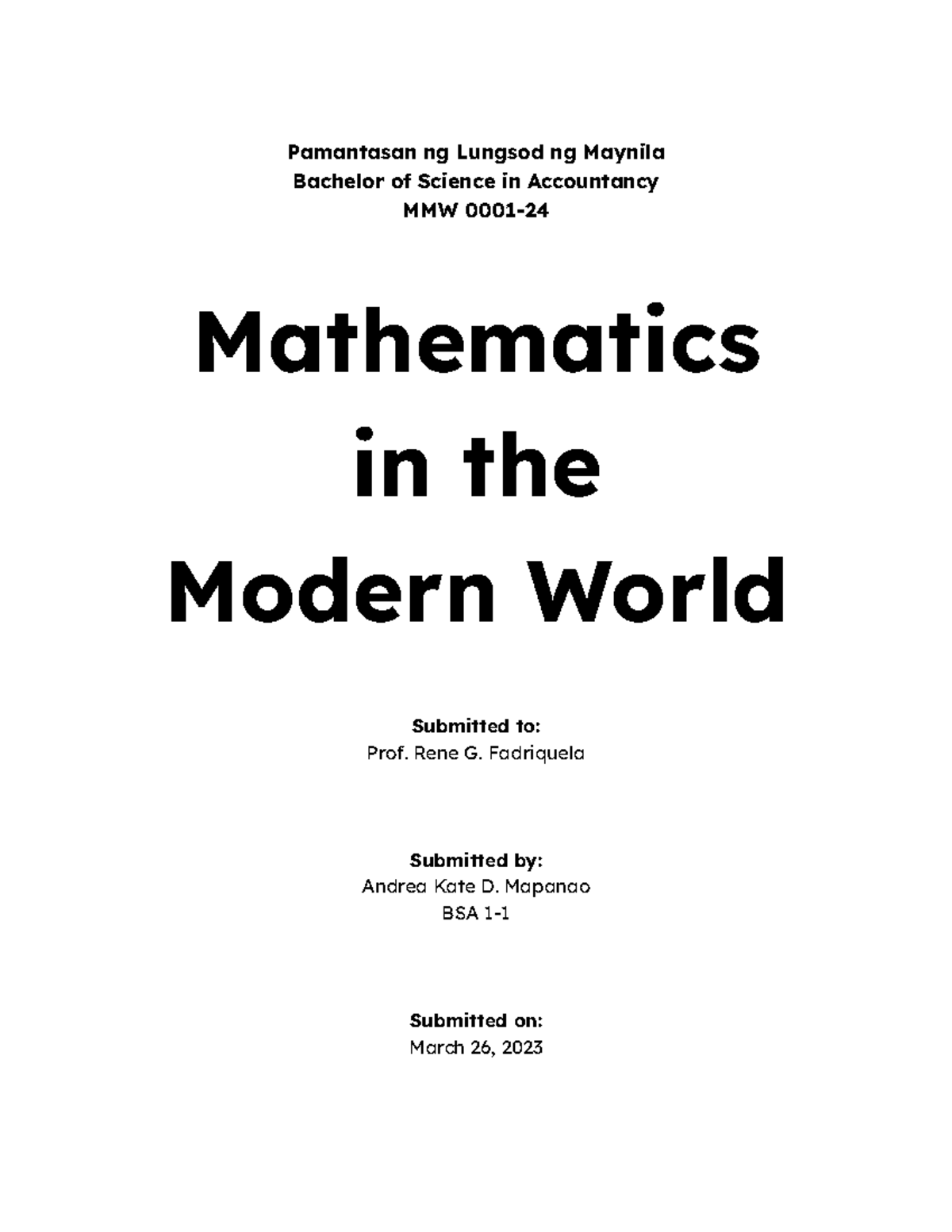 Mapanao MMW HW03 - mathematics in the modern world - Pamantasan ng ...