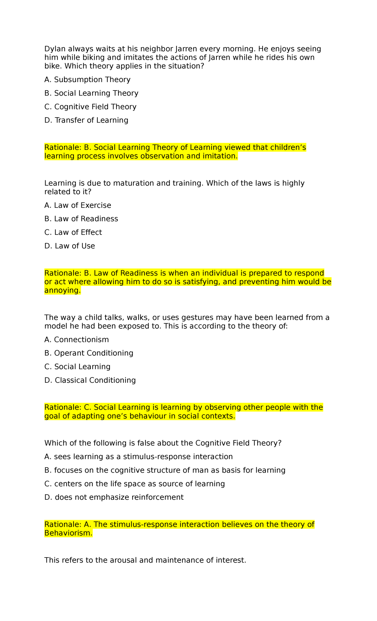 Prof Ed 102 Child Ado Rose - Dylan always waits at his neighbor Jarren ...