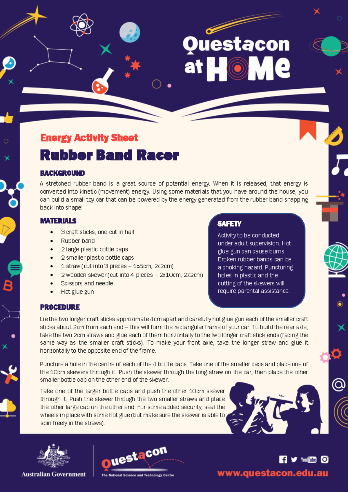 [QLAB] Energy Week - Rubber Band Racer 3-6 - Energy Activity Sheet ...