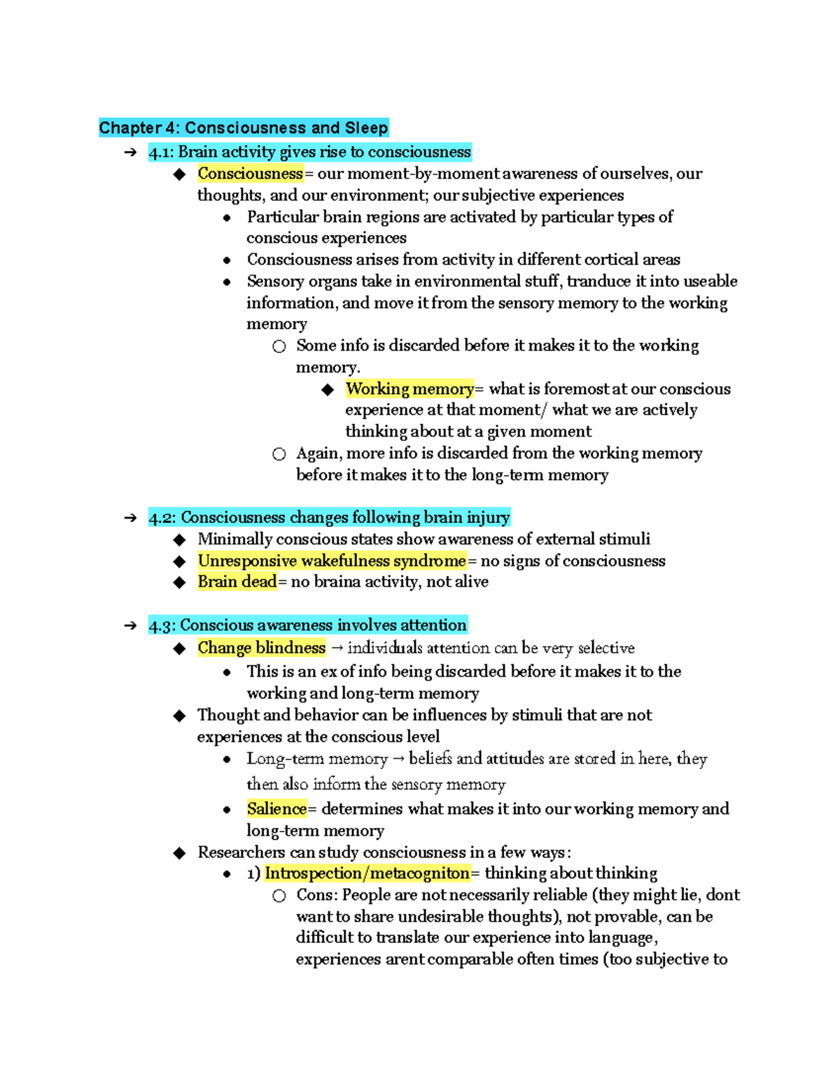 PSYC 0001 Chapter 4 - Gherman - Chapter 4: Consciousness and Sleep 4 ...