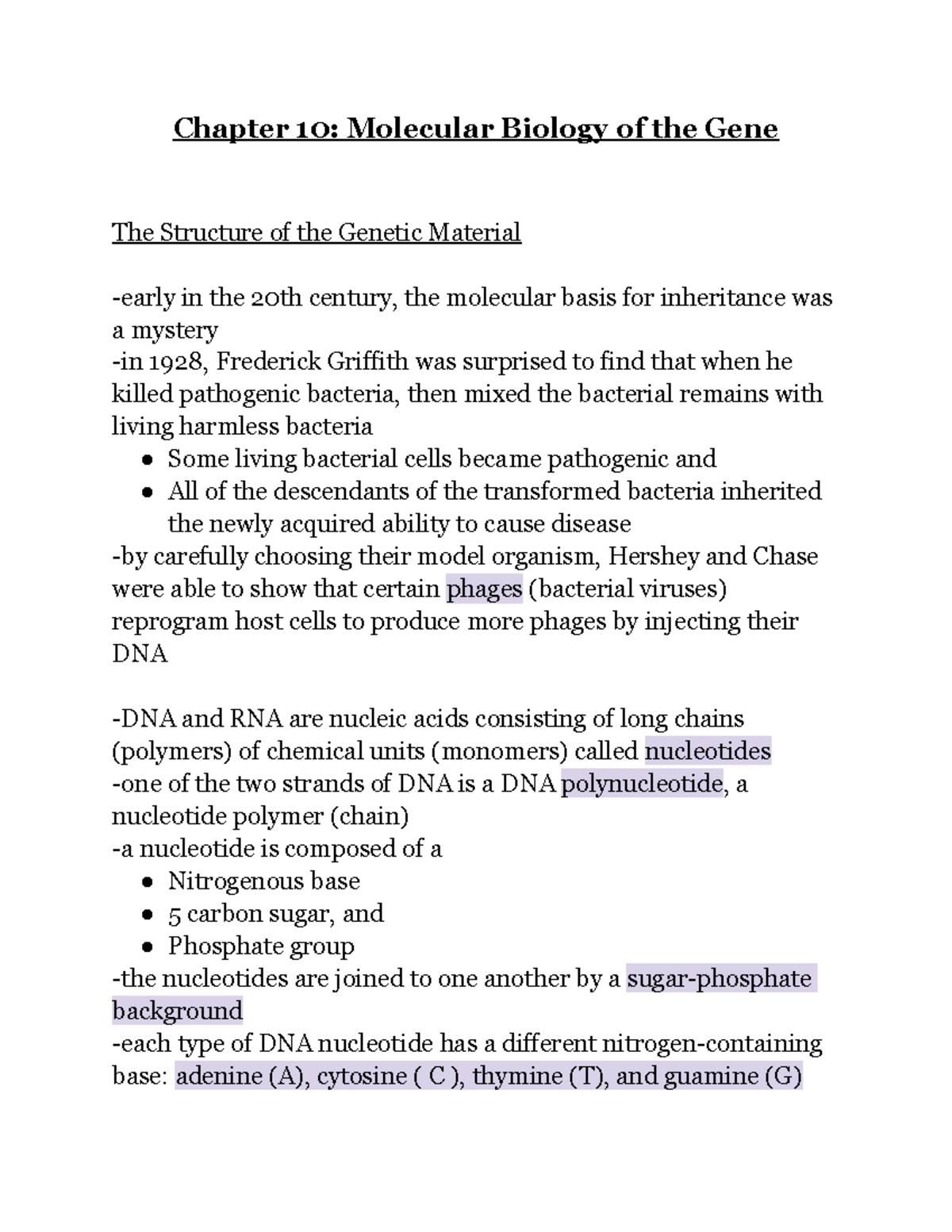 Chapter 10 Molecular Biology of the Gene - Transformation is the uptake ...