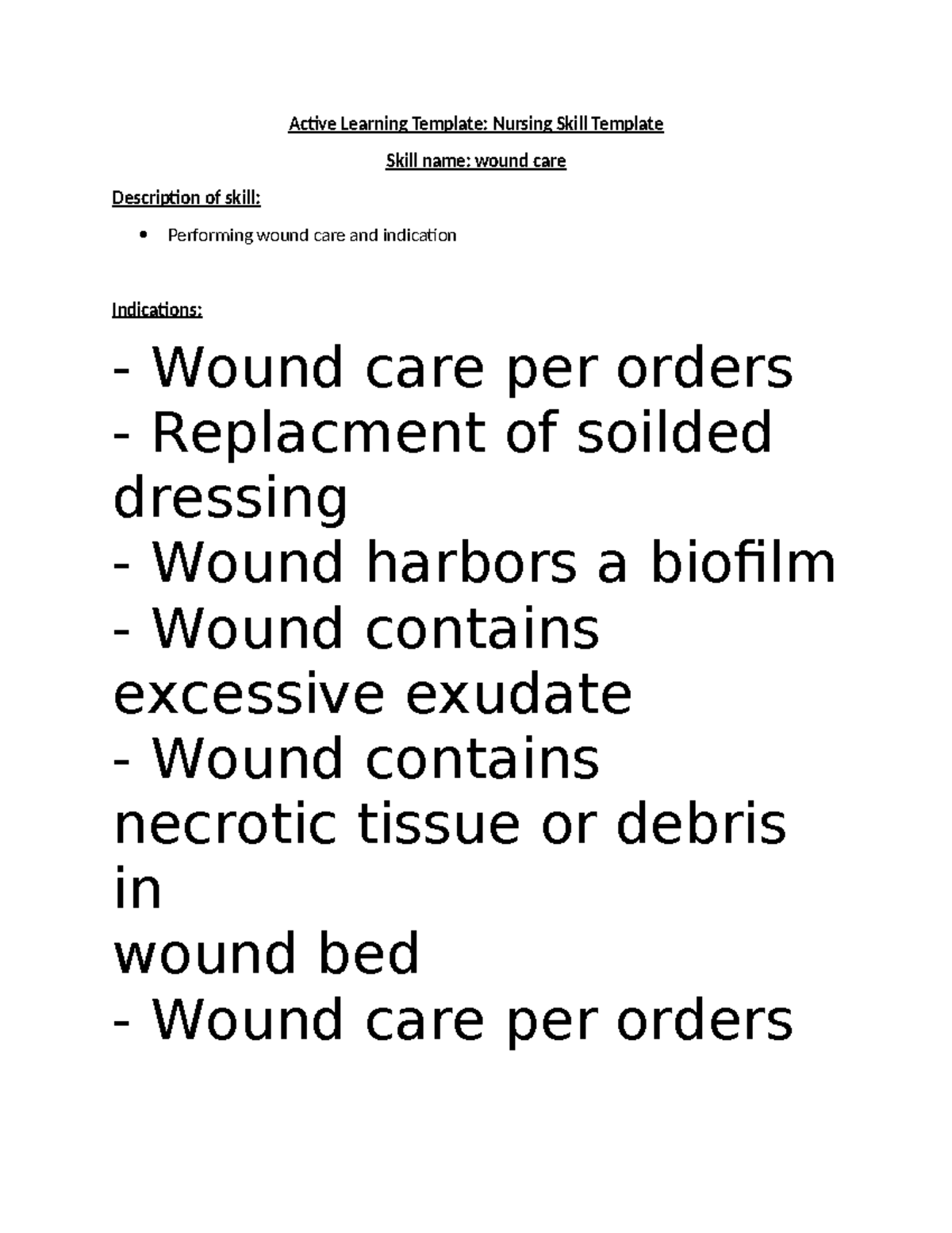 Wound care template - Active Learning Template: Nursing Skill Template ...