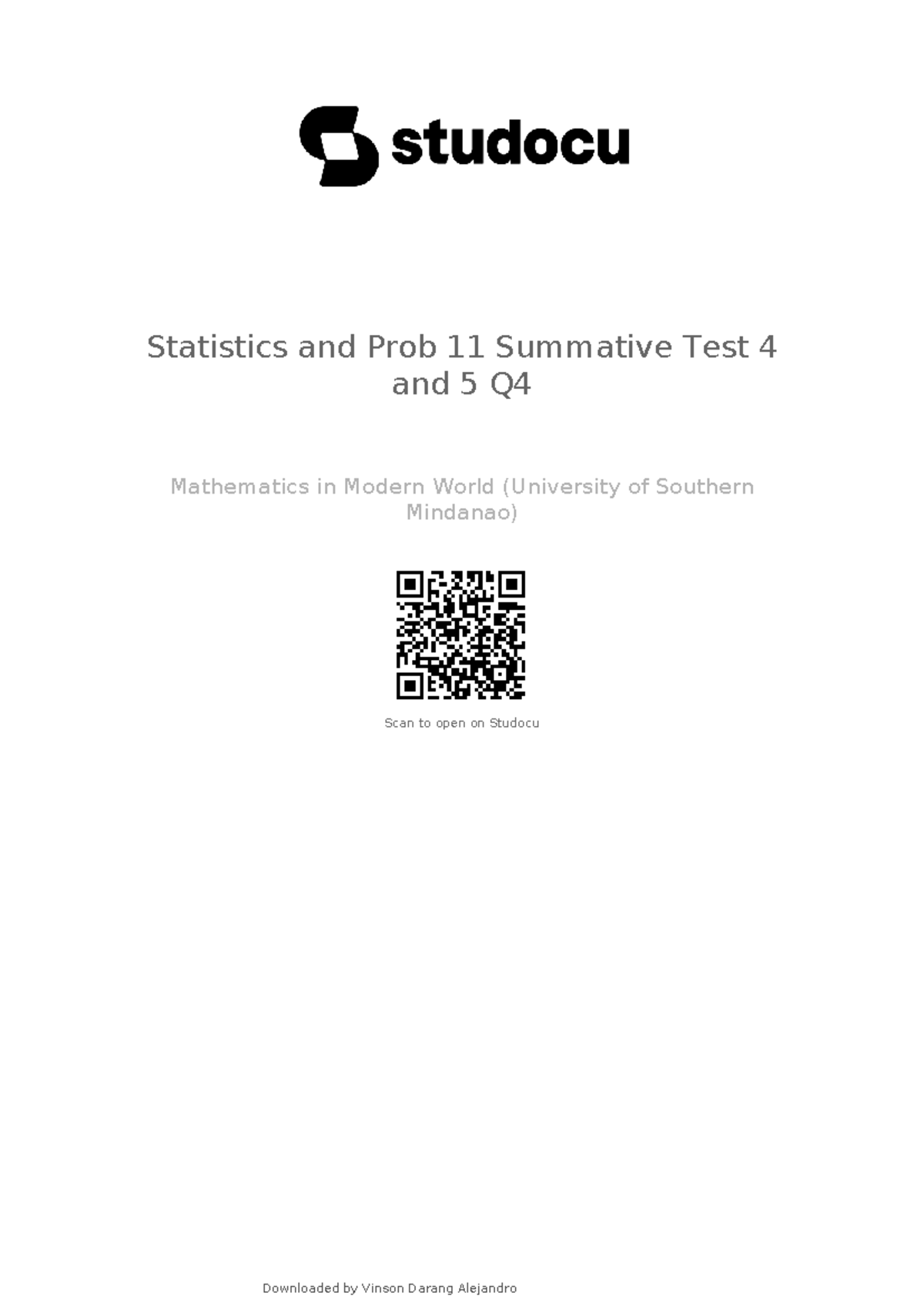 Statistics and prob 11 summative test 4 and 5 q4 - Statistics and Prob ...
