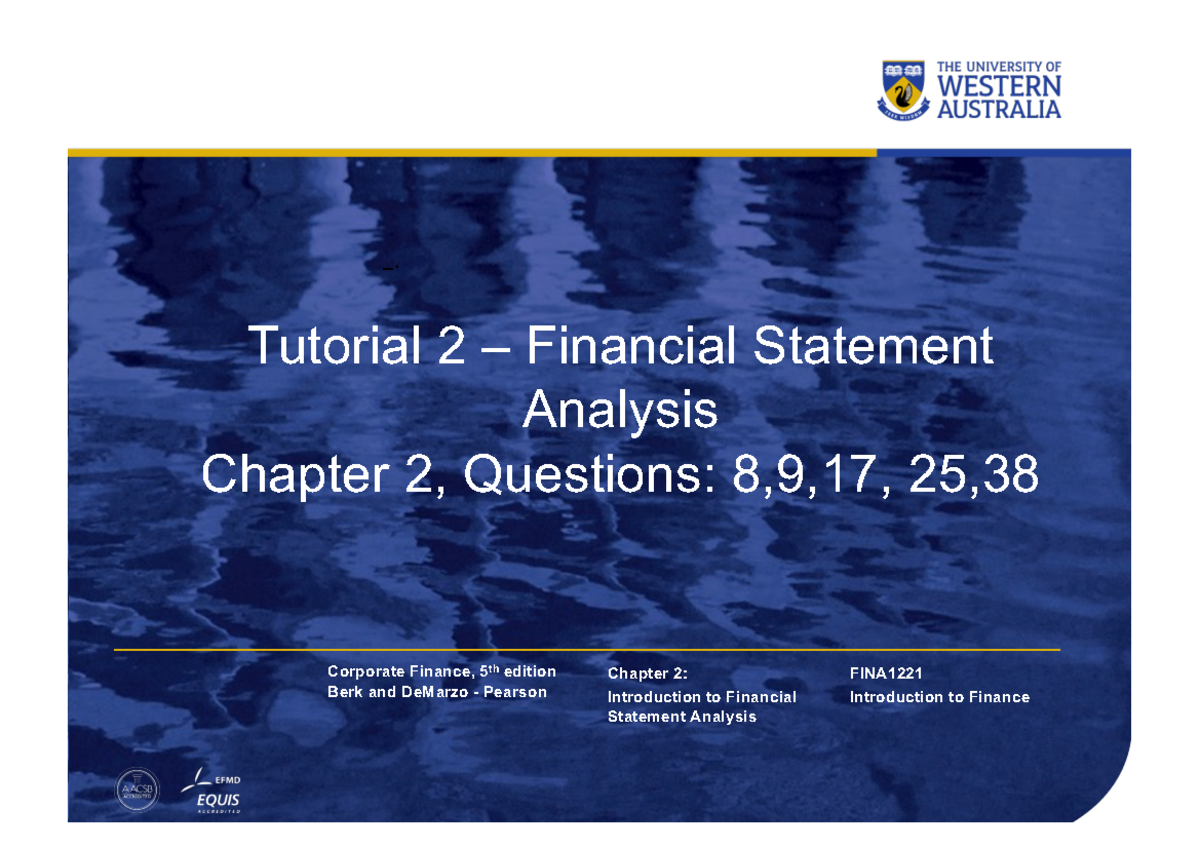 Tutorial 2 solutions LMS - Tutorial 2 – Financial Statement Analysis ...