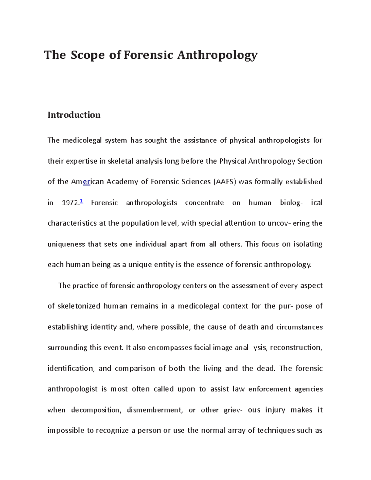 The Scope of Forensic Anthropology - The Scope of Forensic Anthropology ...