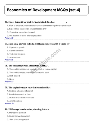 Economics of Development Solved MCQs [set-2] Mcq Mate.com - McqMate Economics of Development ...