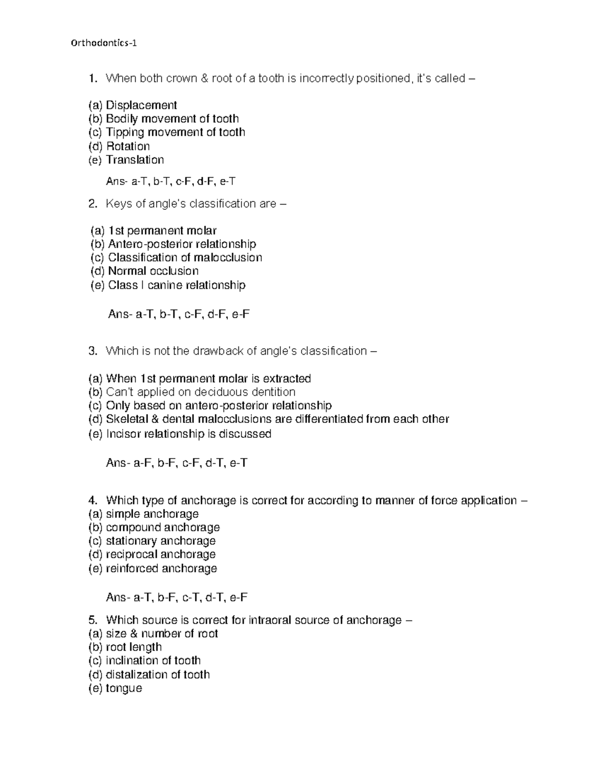 MT-1 (Ortho ,22-2) - Practical type questions - When both crown & root ...