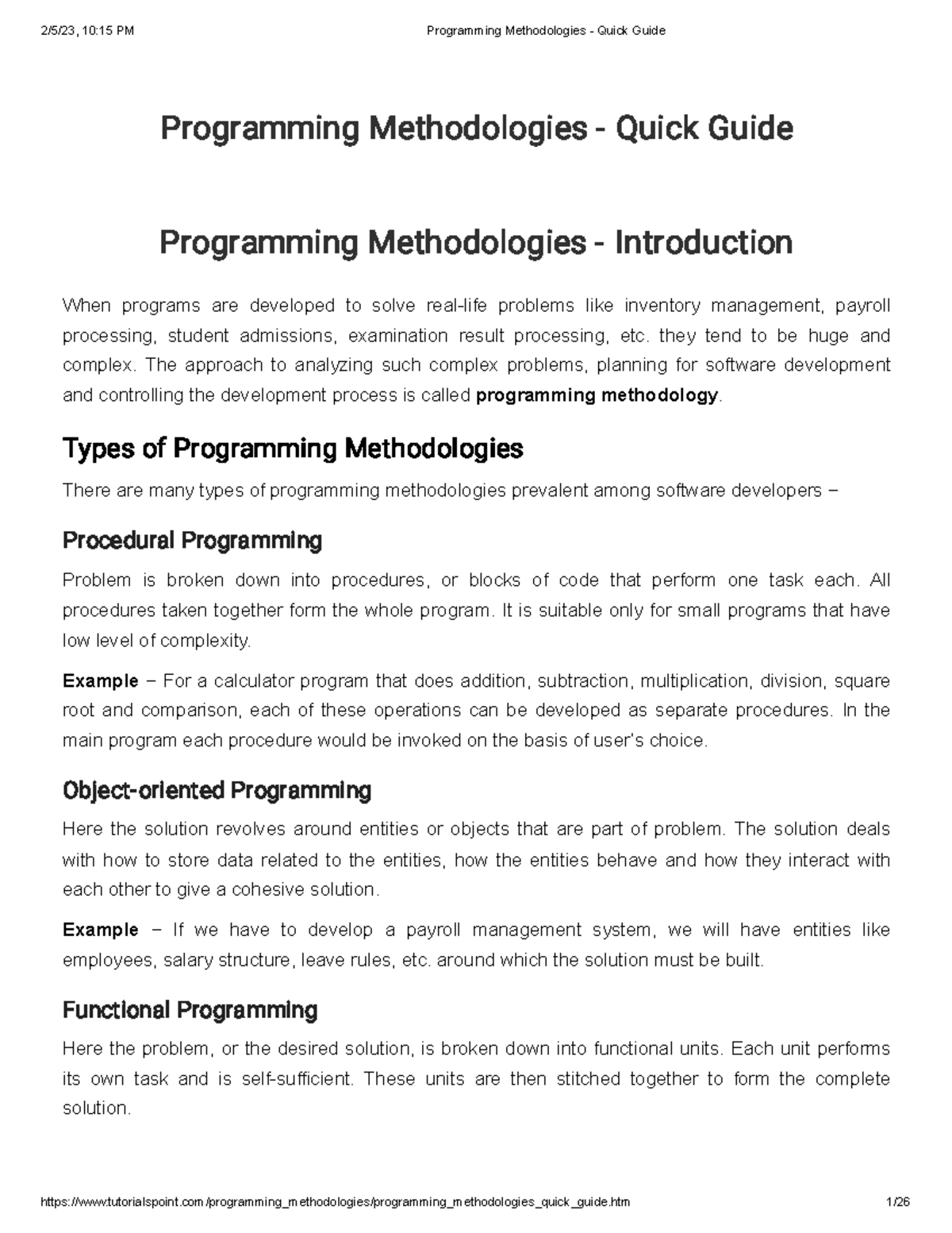 Programming Methodologies - Quick Guide - P rogrammin g M eth odologies - Qu ic k Gu ide P ...