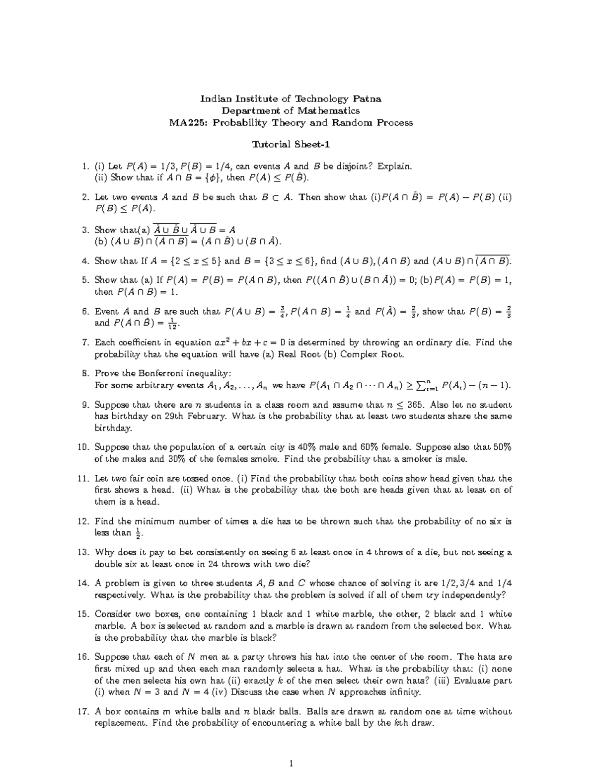 Tutorial 1-1 - Yee - Indian Institute of Technology Patna Department of ...