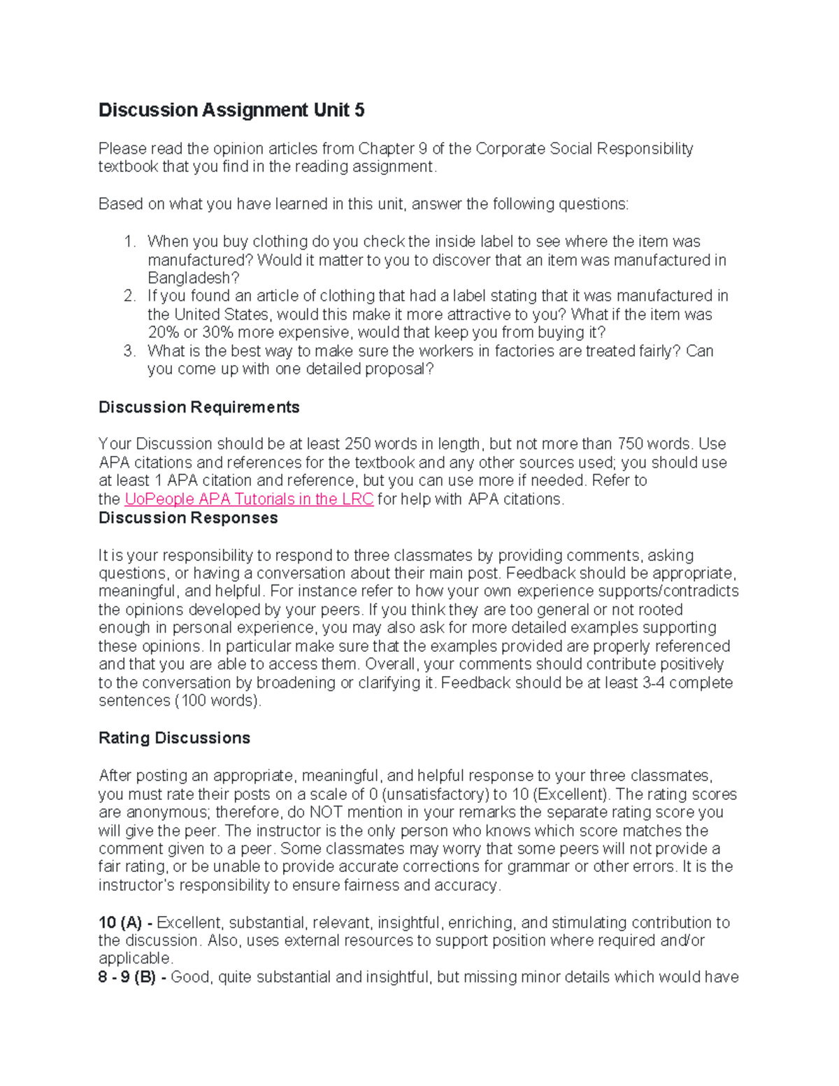 Discussion Assignment Unit 5 Based On What You Have Learned In This Unit Answer The Following