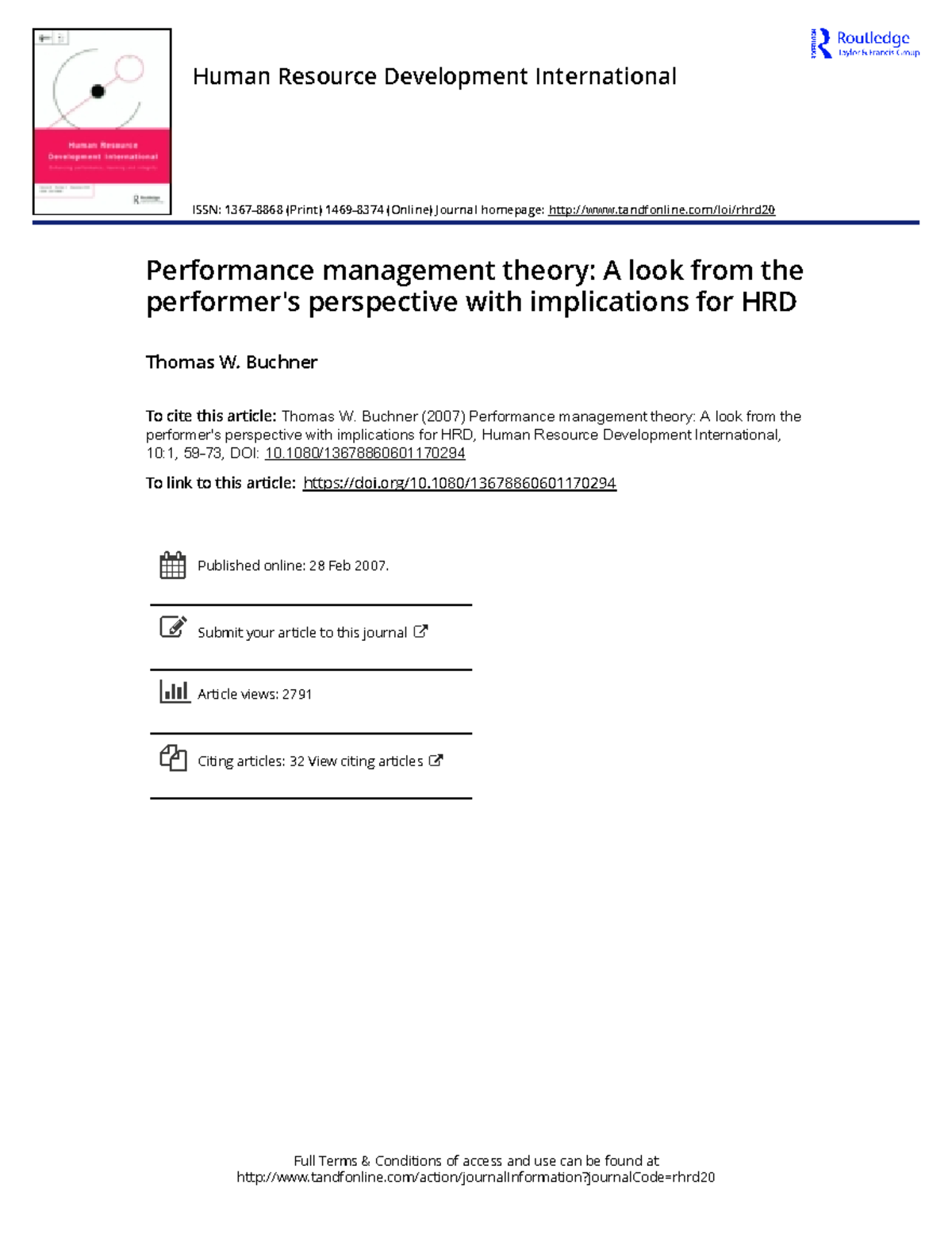 Performance management theory A look from the performer s perspective with implications for HRD ...