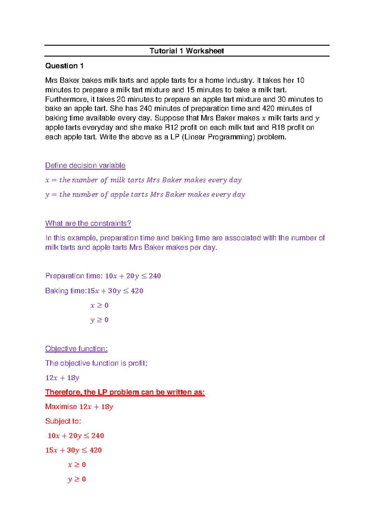 Tutorial 1Memo2024 - tut work - Tutorial 1 Worksheet Question 1 Mrs ...