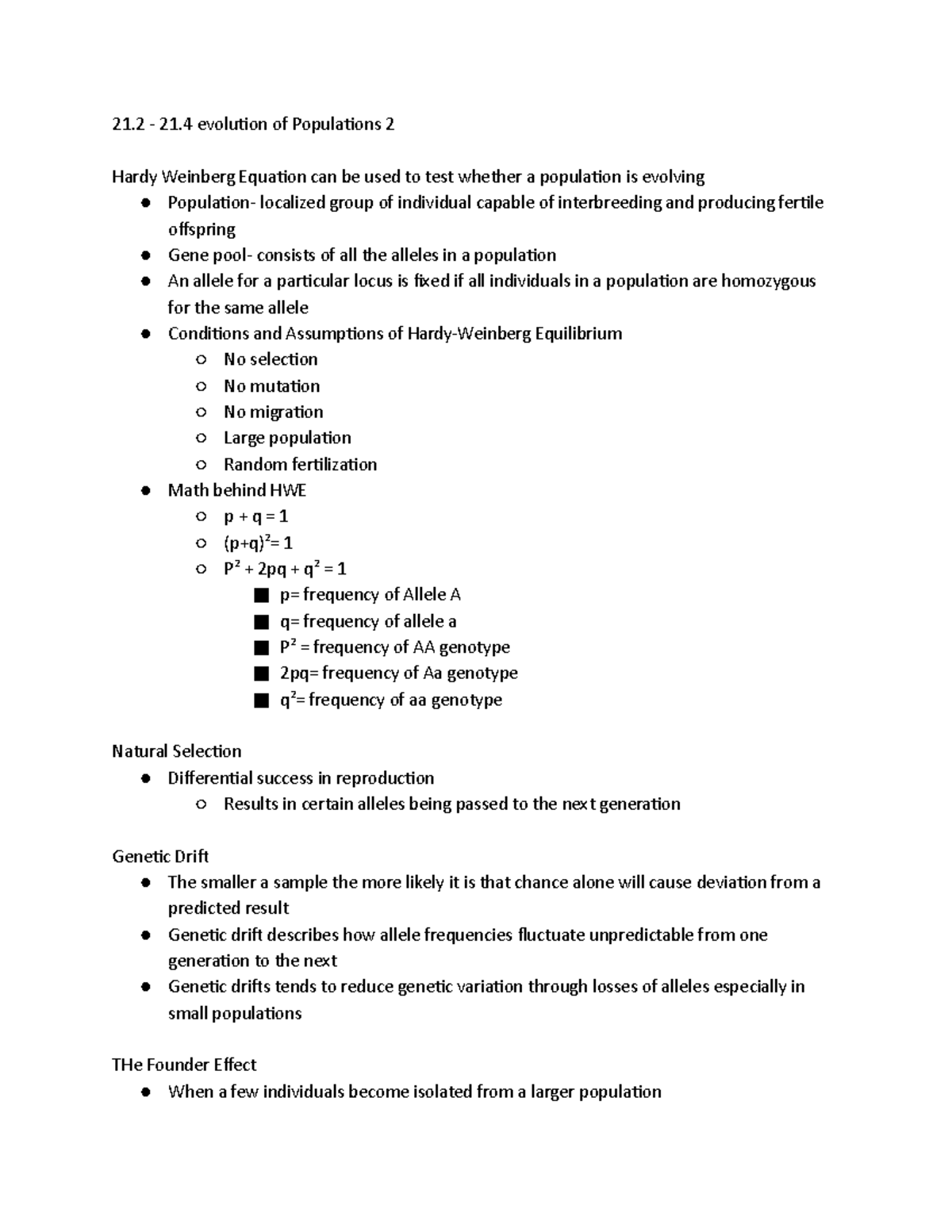2 17 22 Voice Lecture 1 Week 7 Notes - 21 - 21 evolution of Populations ...