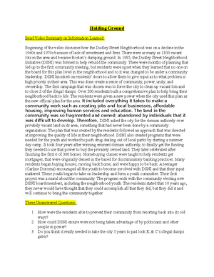 Holding Ground and Gaining Ground Video Outline and Notes - SW 411 ...