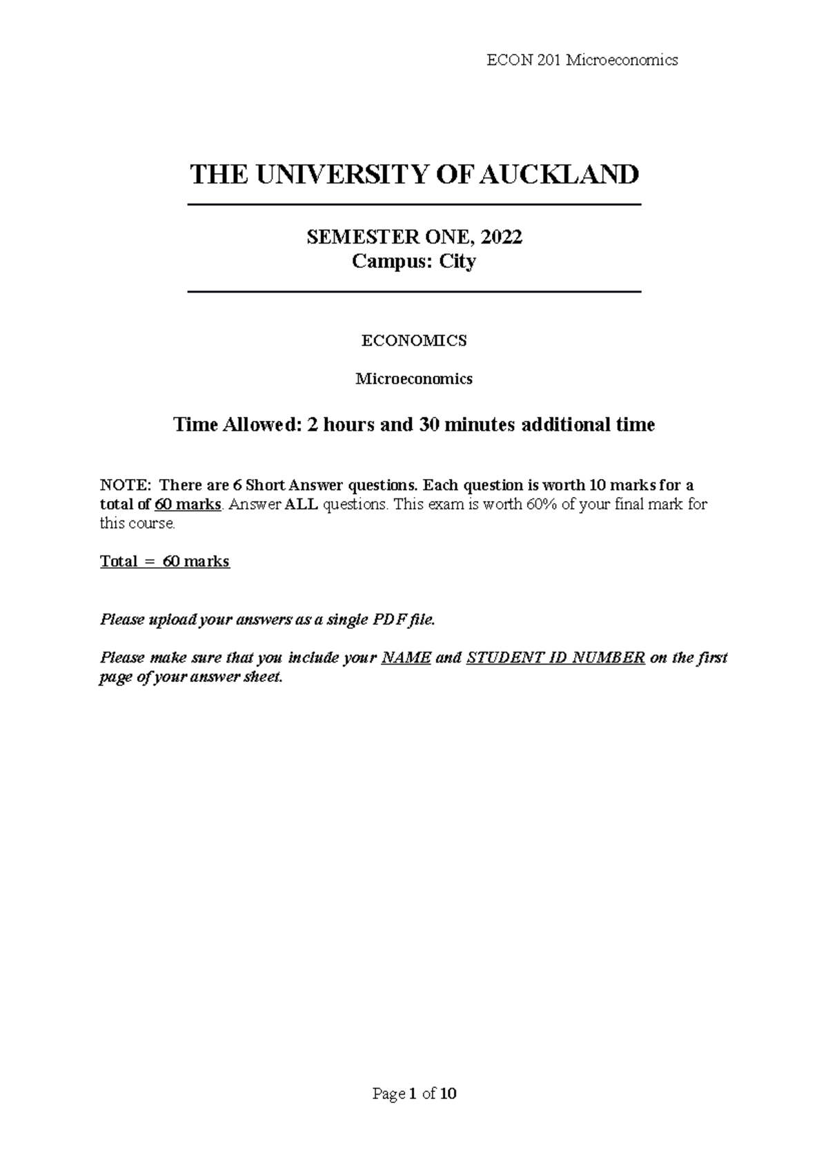 Econ 201 S1 2022 Final EXAM Answers-2 - THE UNIVERSITY OF AUCKLAND ...