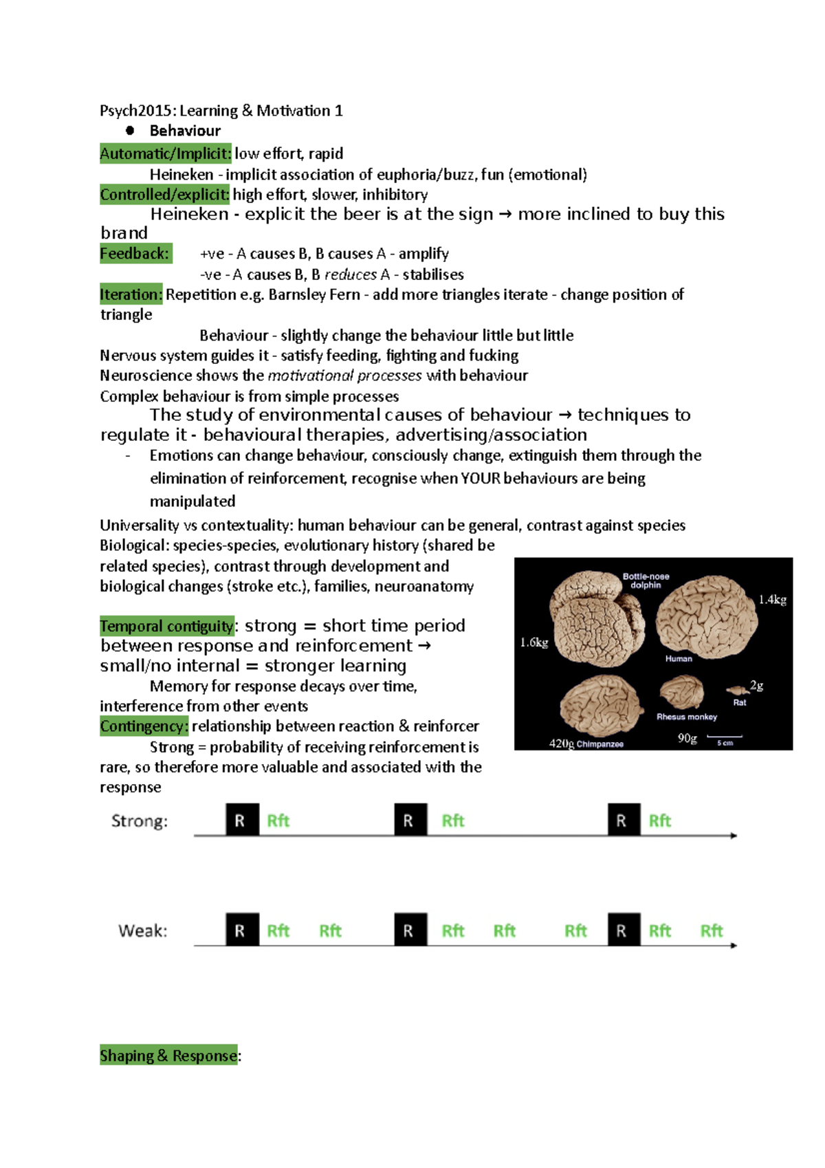 Notes for Learning Module - Psych2015: Learning & Motivation 1 ...
