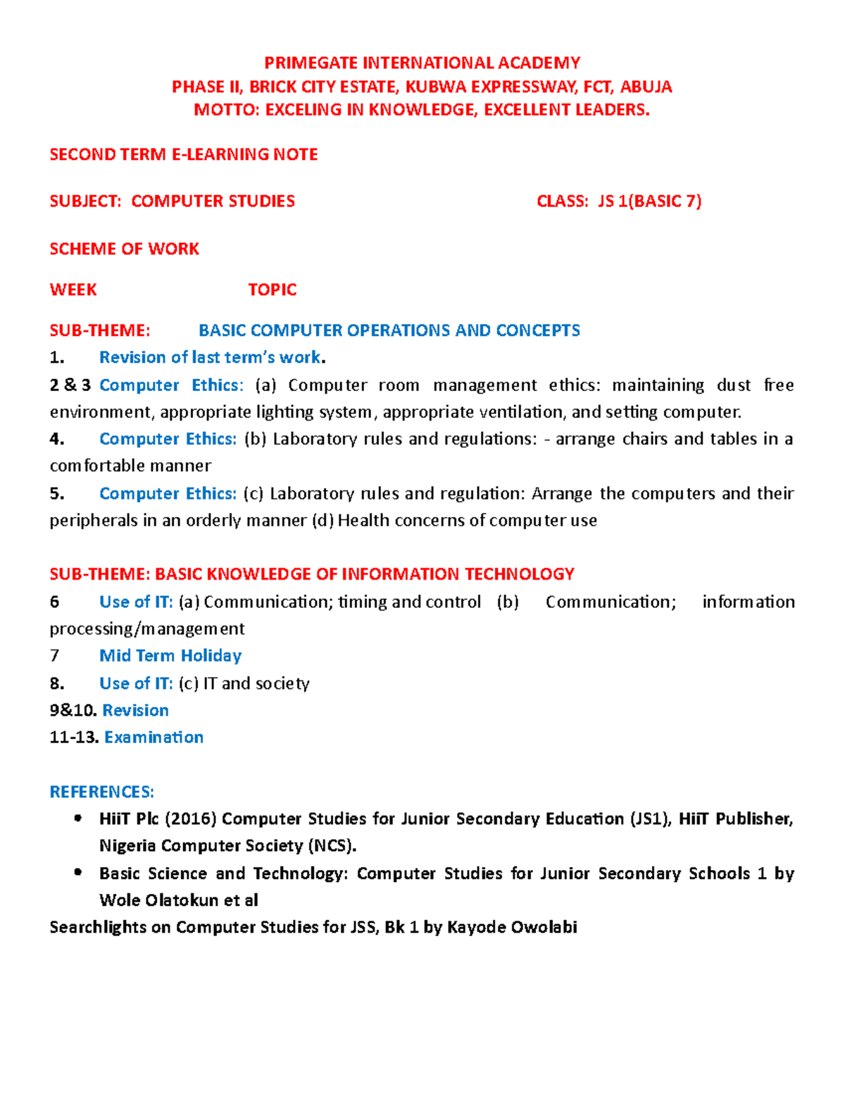 Basic 7 2ND TERM COMP STD - PRIMEGATE INTERNATIONAL ACADEMY PHASE II ...