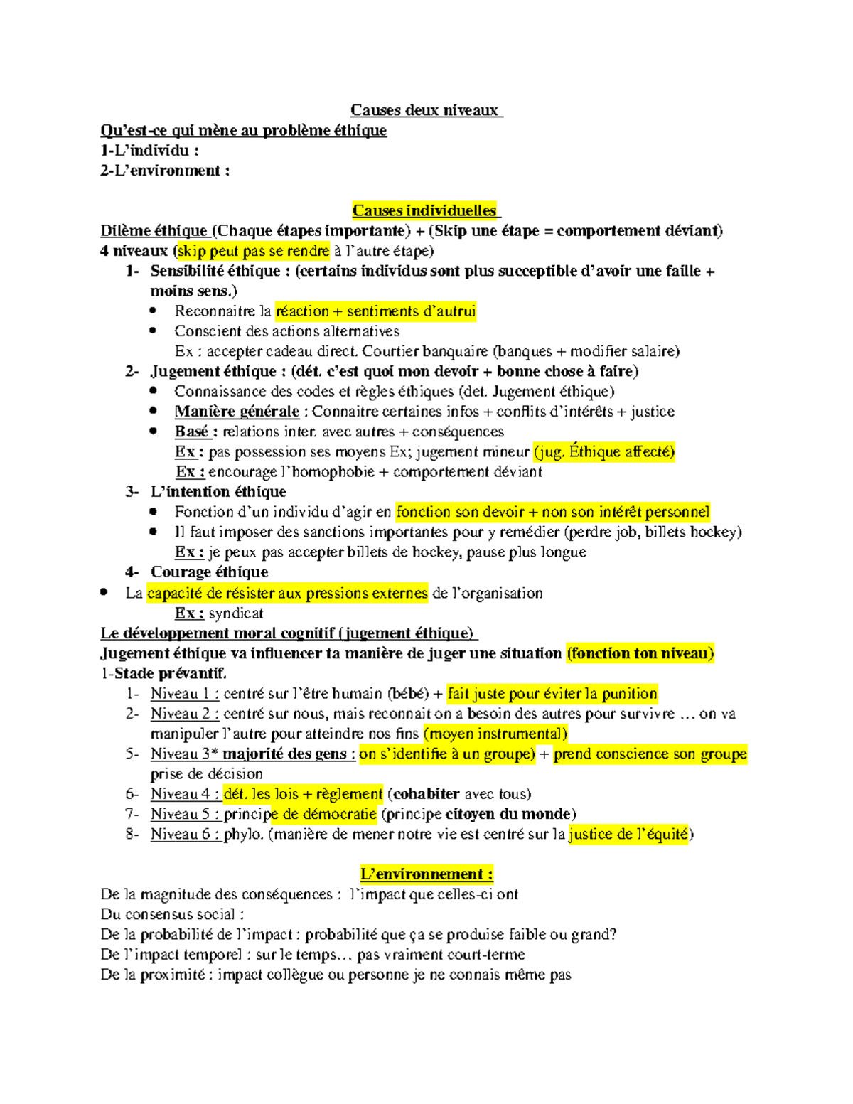 Causes deux niveaux notes - Causes deux niveaux Qu’est-ce qui mène au ...