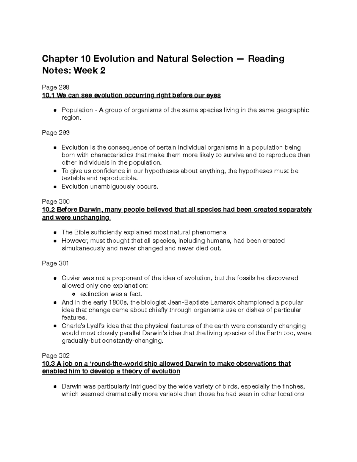 Life Sci 15 - Ch. 10 Evolution and Natural Selection - Reading Notes ...