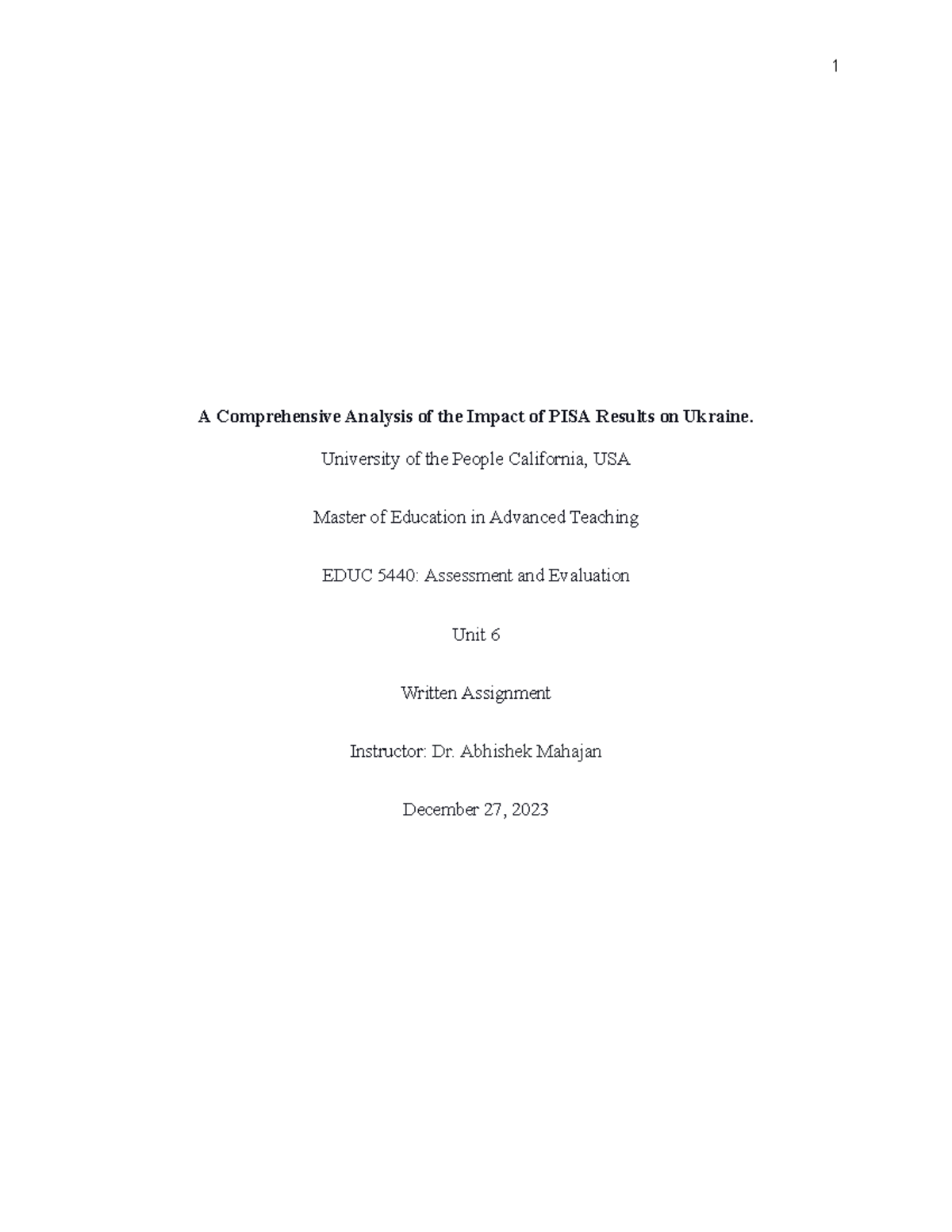 EDUC 5440 Unit 6 WA - Unit 6 Written Assignment - A Comprehensive ...