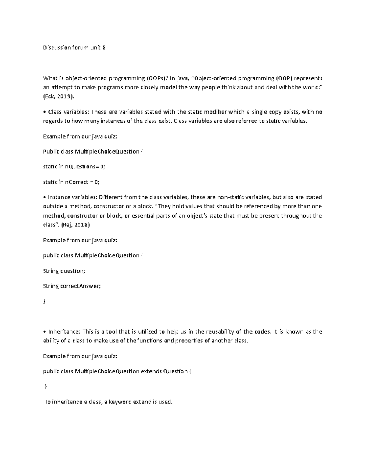 ADE CS1102 Discussion forum unit 8 - Discussion forum unit 8 What is ...