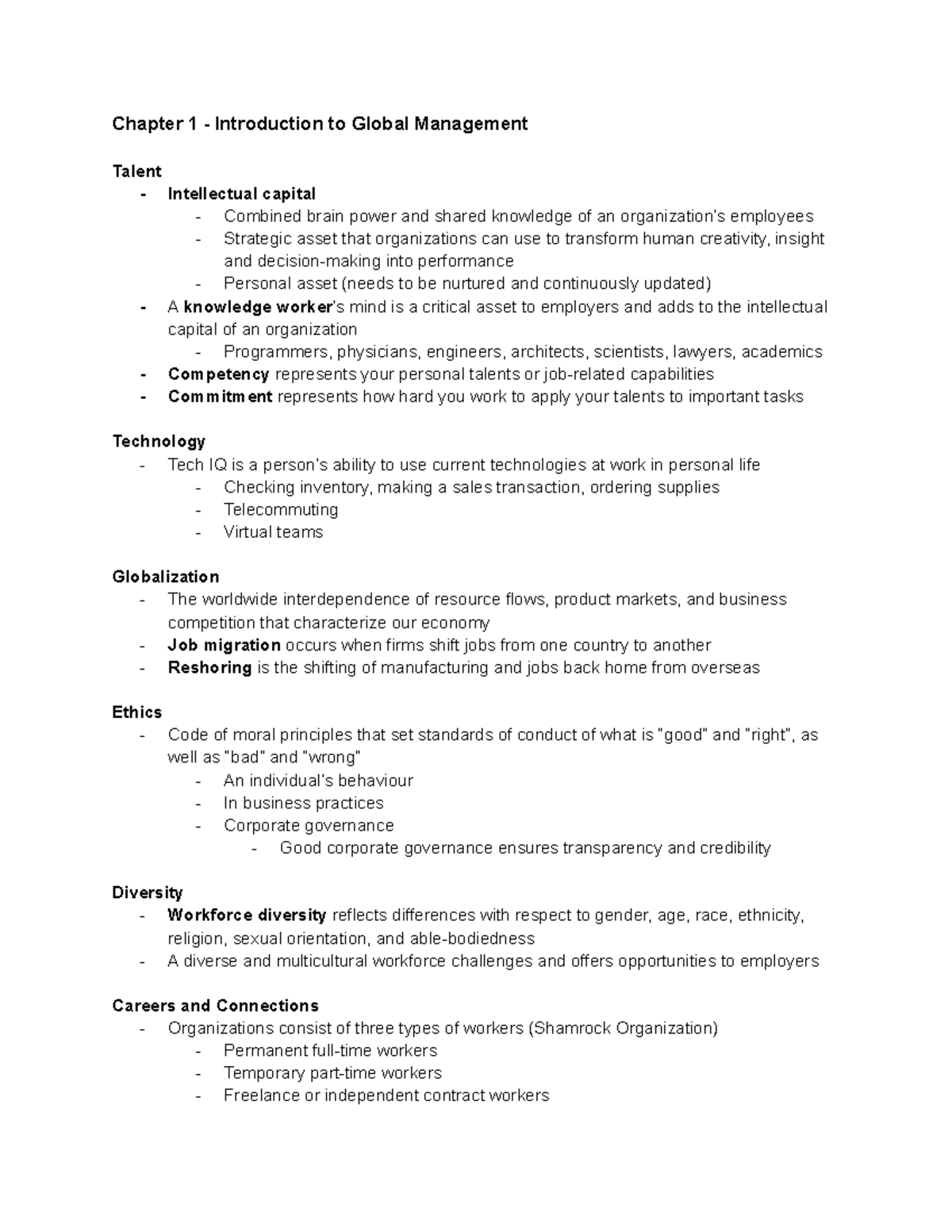 GMS200 Chapter 1 Notes - Introduction to Global Management - Chapter 1 ...