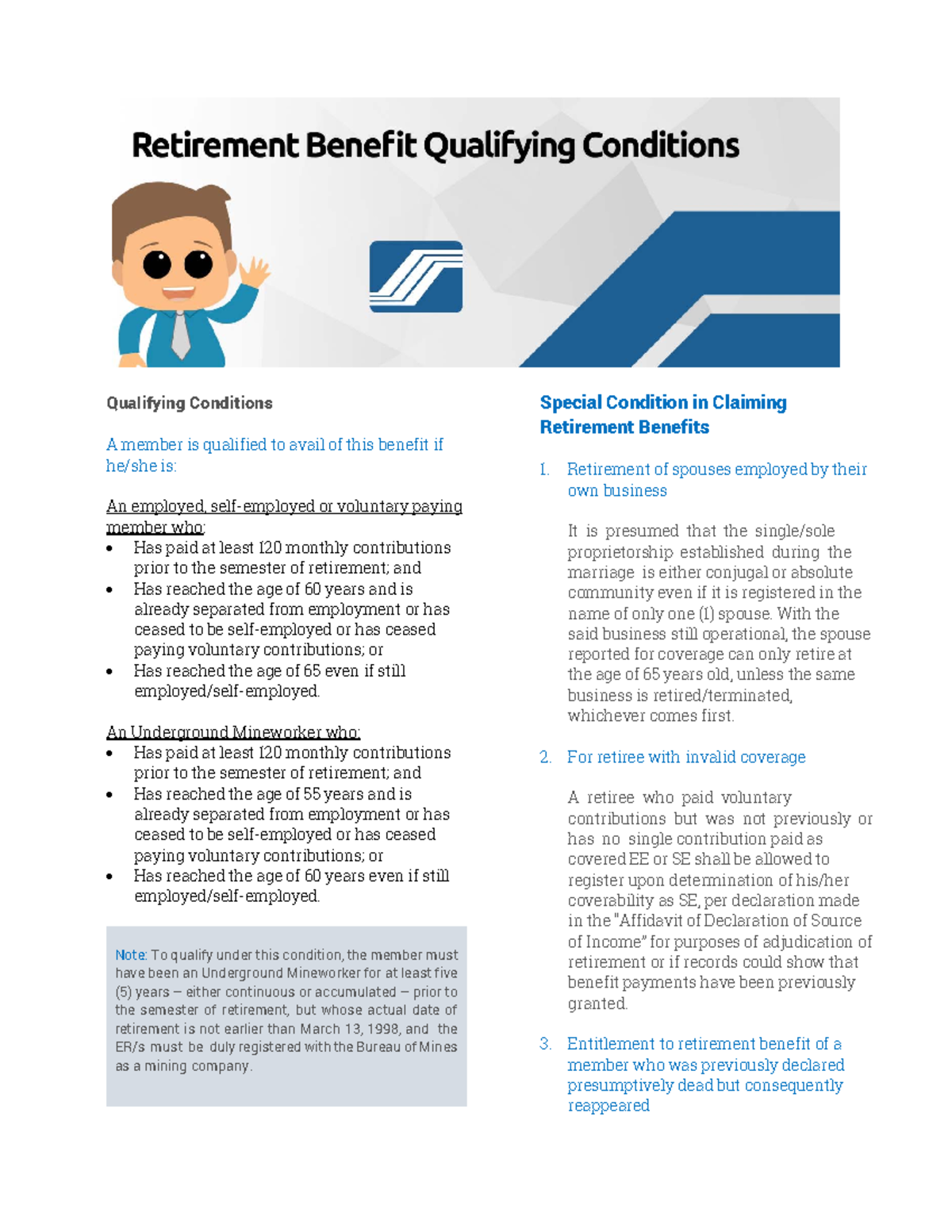 Retirement Qualifying Conditions - Qualifying Conditions A member is ...