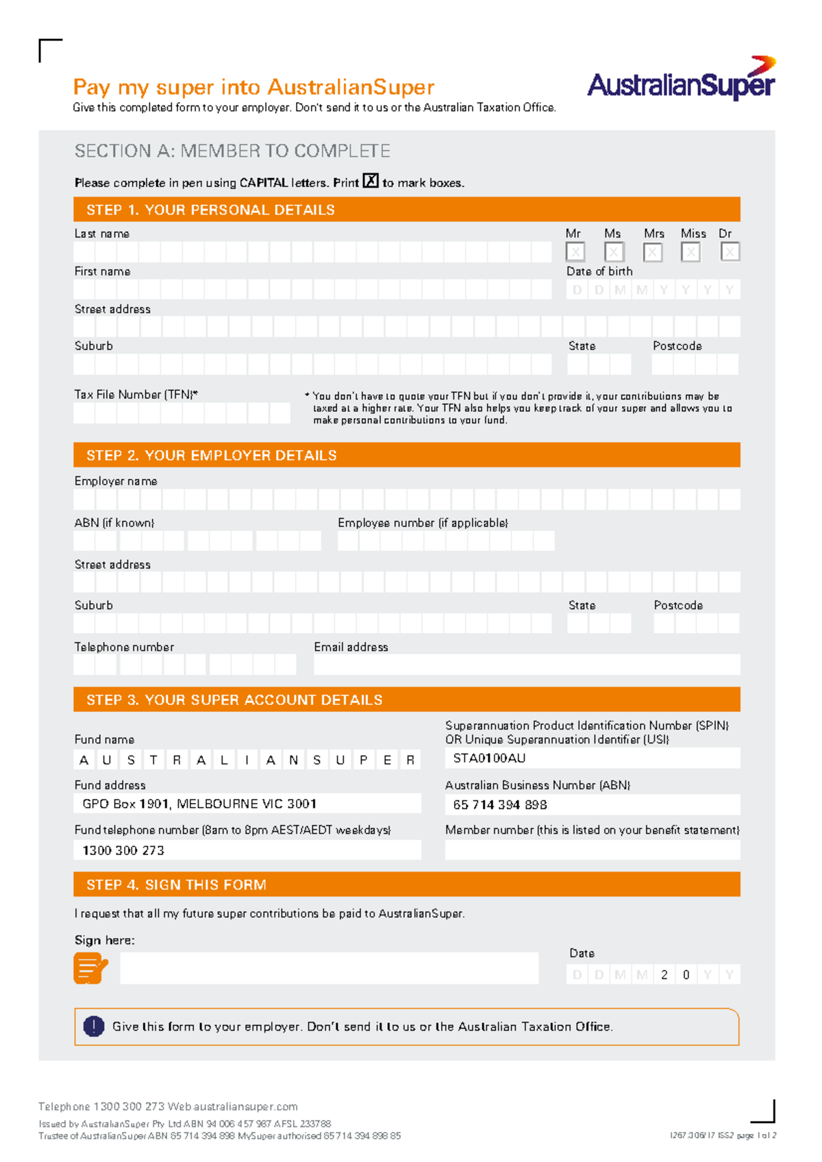 Pay my super into Australian Super - Issued by AustralianSuper Pty Ltd ...