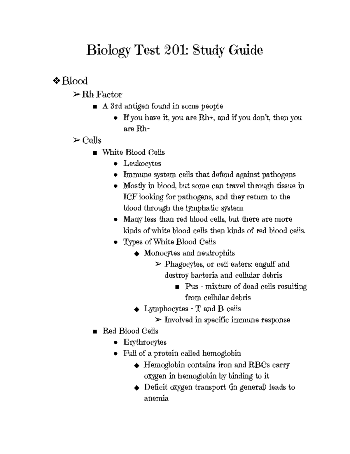 Biology 201 study guide - Biology Test 201: Study Guide Blood Rh Factor ...