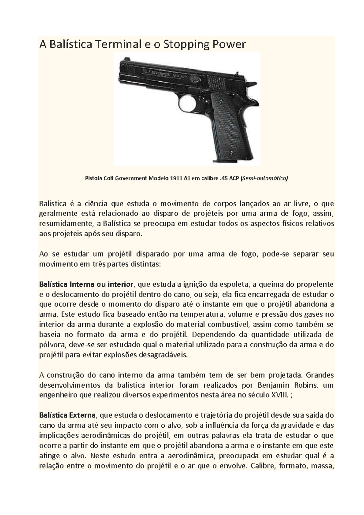 A Balística Terminal e o Stopping Power - A Balística Terminal e o ...