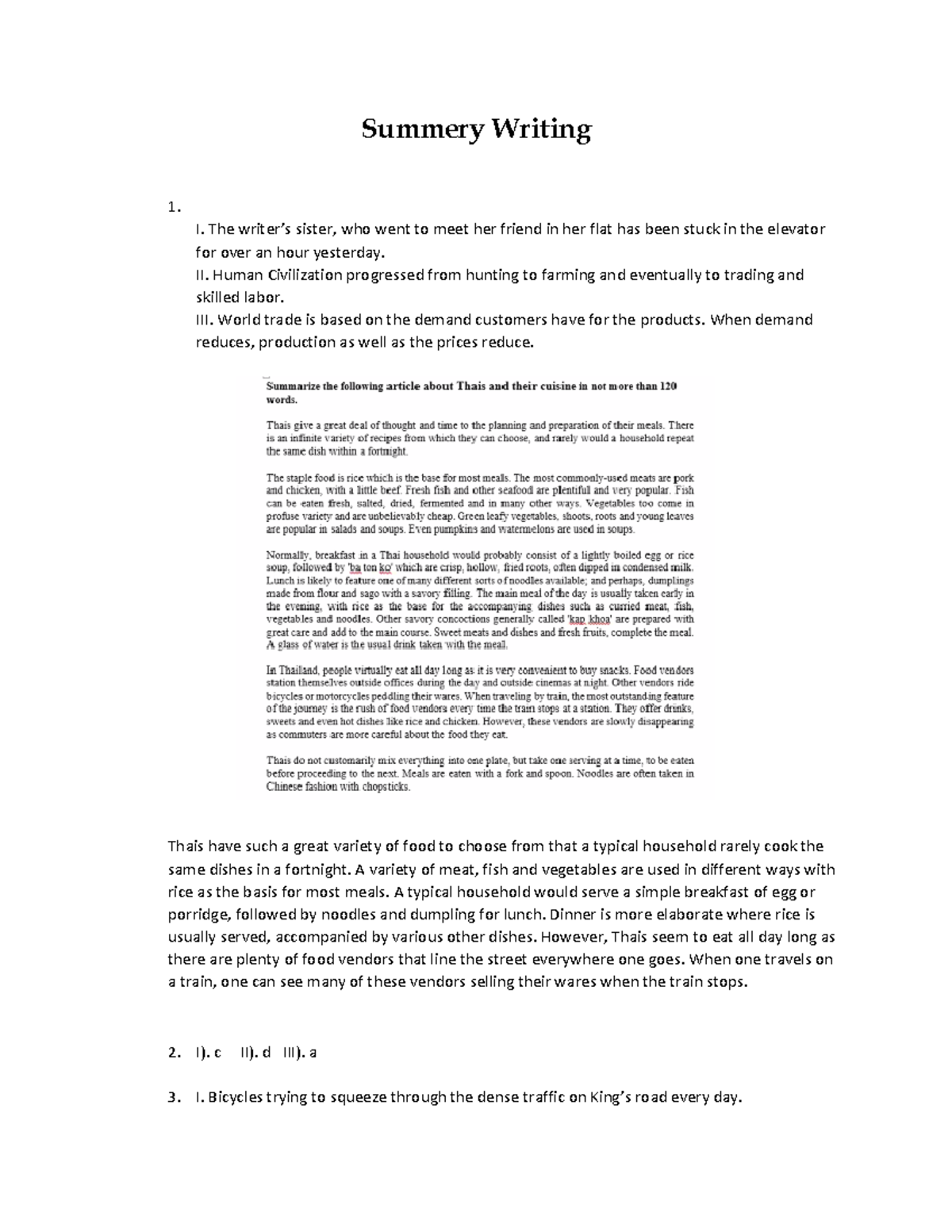 Summery Writing Activity - Summery Writing 1. I. The writer’s sister ...