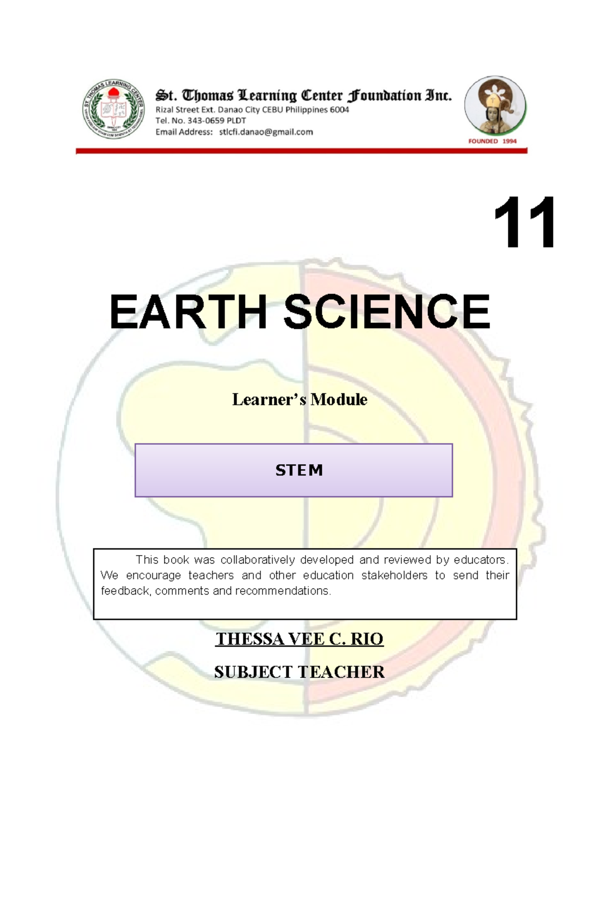 Earth Science for Senior High School - 11 EARTH SCIENCE ####### Learner ...