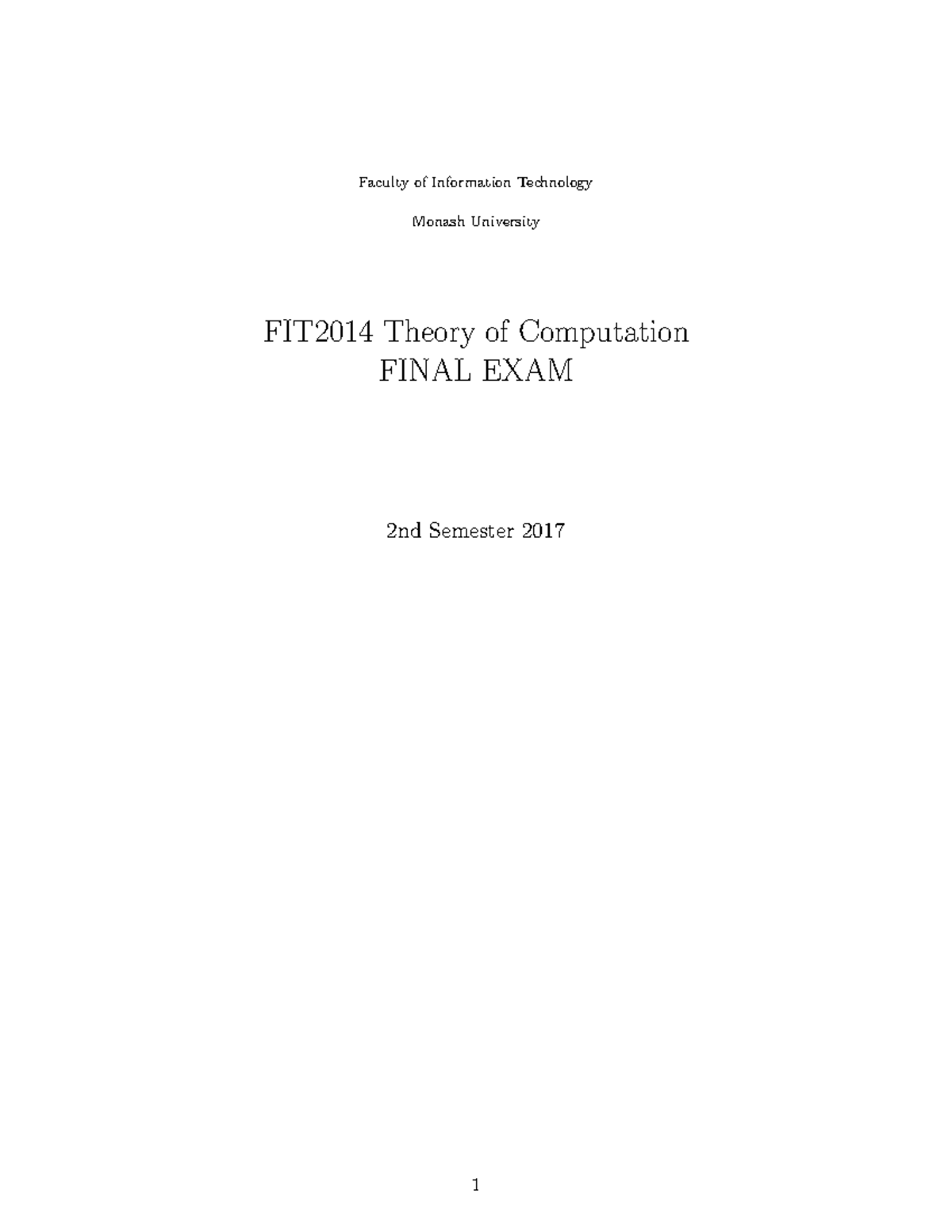 FIT 2014-exam-2017 - Faculty of Information Technology Monash ...