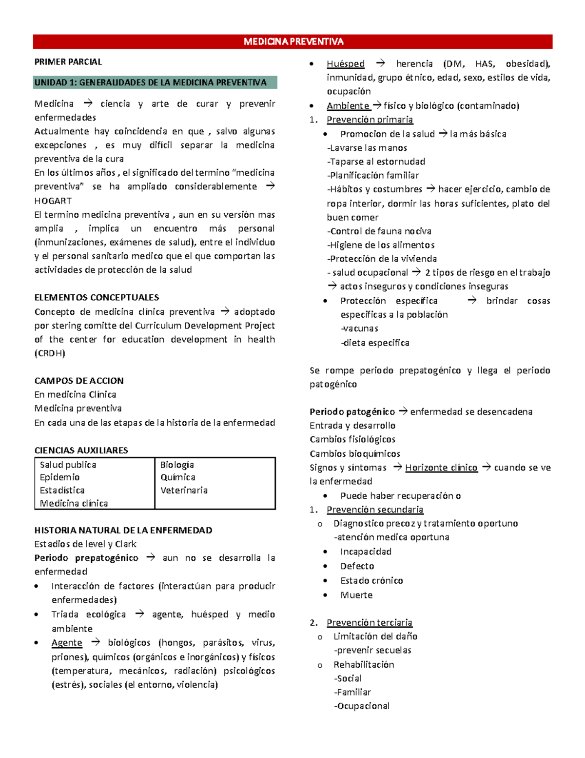 Medicina Preventiva- primer parcial - Warning: TT: undefined function: 32 Warning: TT: undefined ...