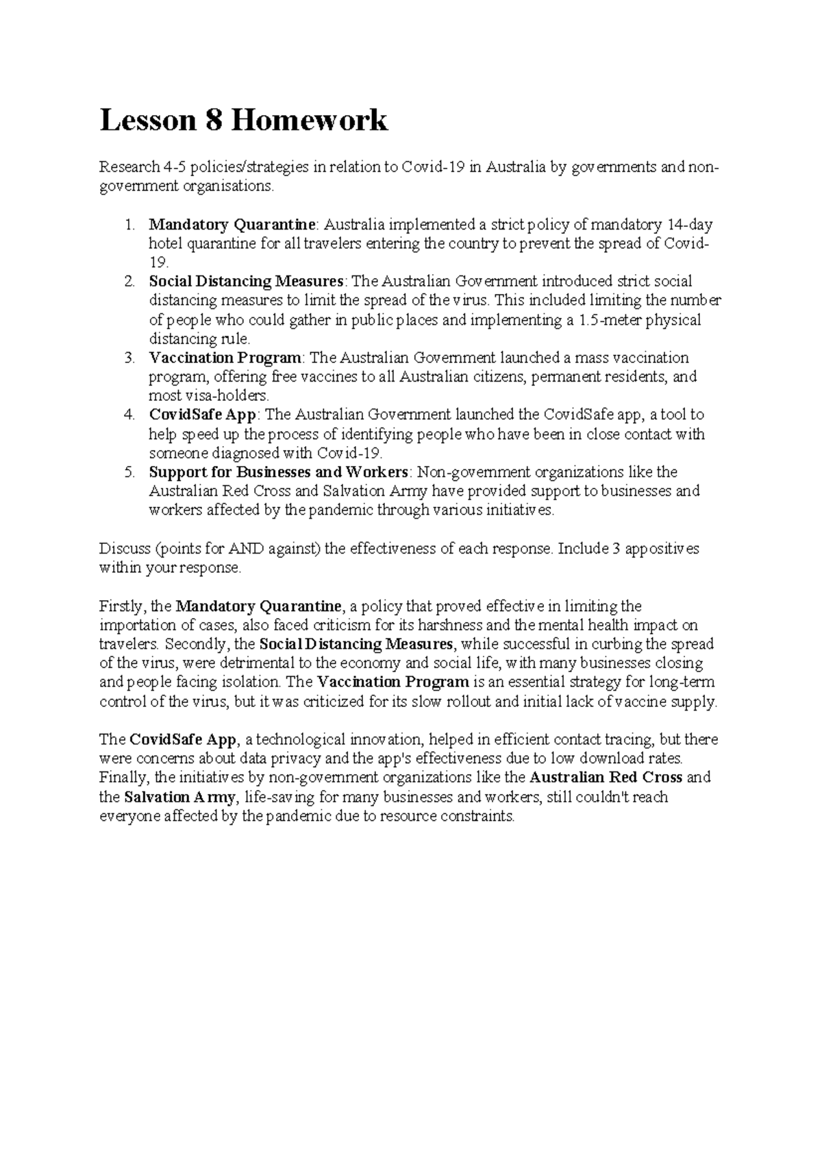 Lesson 8 Work - commerce - Lesson 8 Homework Research 4-5 policies ...