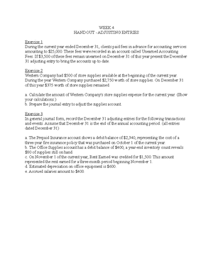 Handout Week 2 - Assignment - ACC 101 HANDOUT WEEK 2 Exercise 1. Vicki Lake is a computer - Studocu