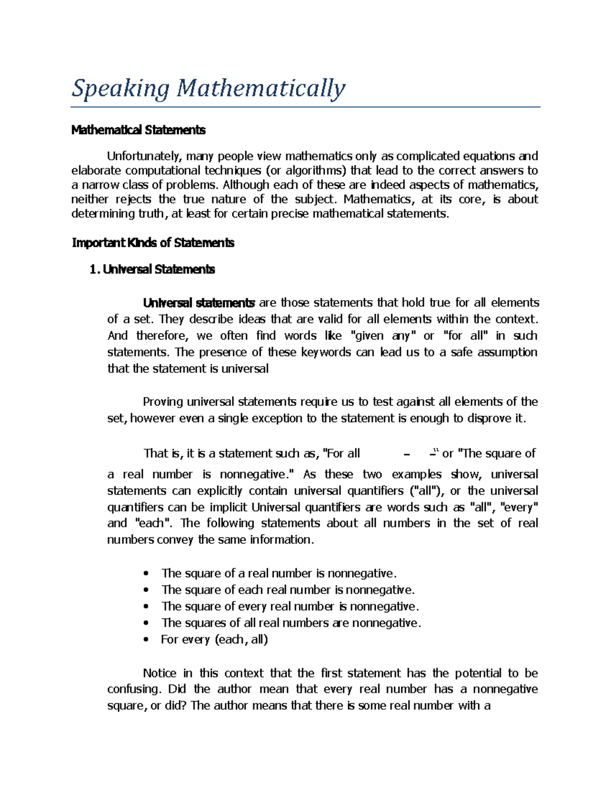 004mmw - Lecture notes 4 - Speaking Mathematically Mathematical ...