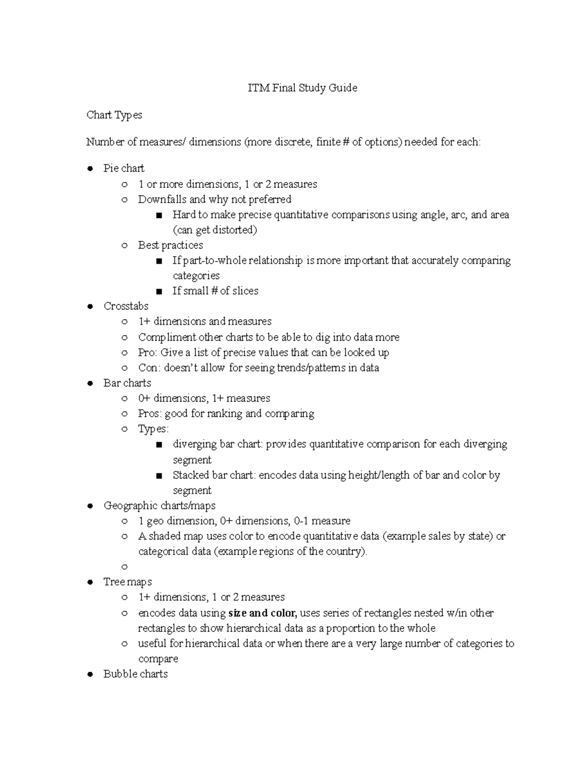 ITM Final Study Guide - ITM Final Study Guide Chart Types Number of ...