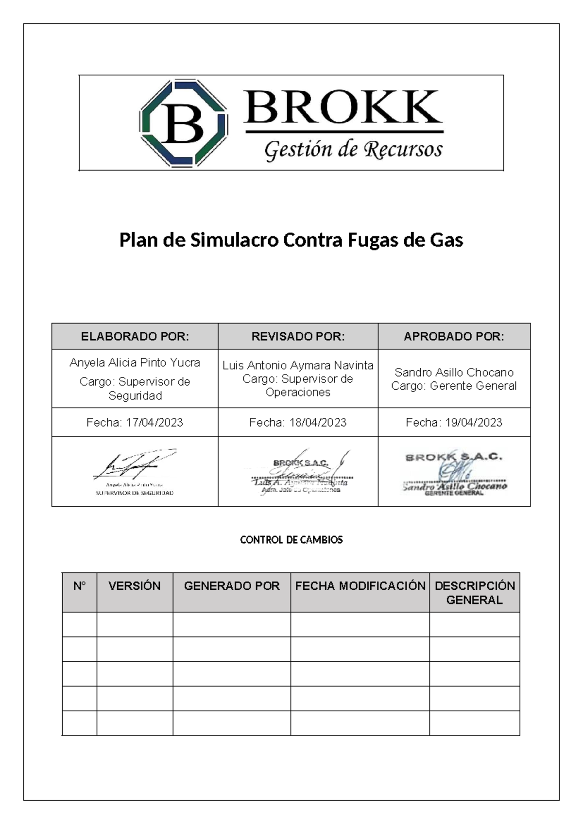 Simulacro Contra Fugas de Gas - Plan de Simulacro Contra Fugas de Gas ...