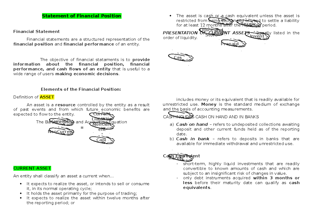 Statement of Financial Position - Statement of Financial Position ...
