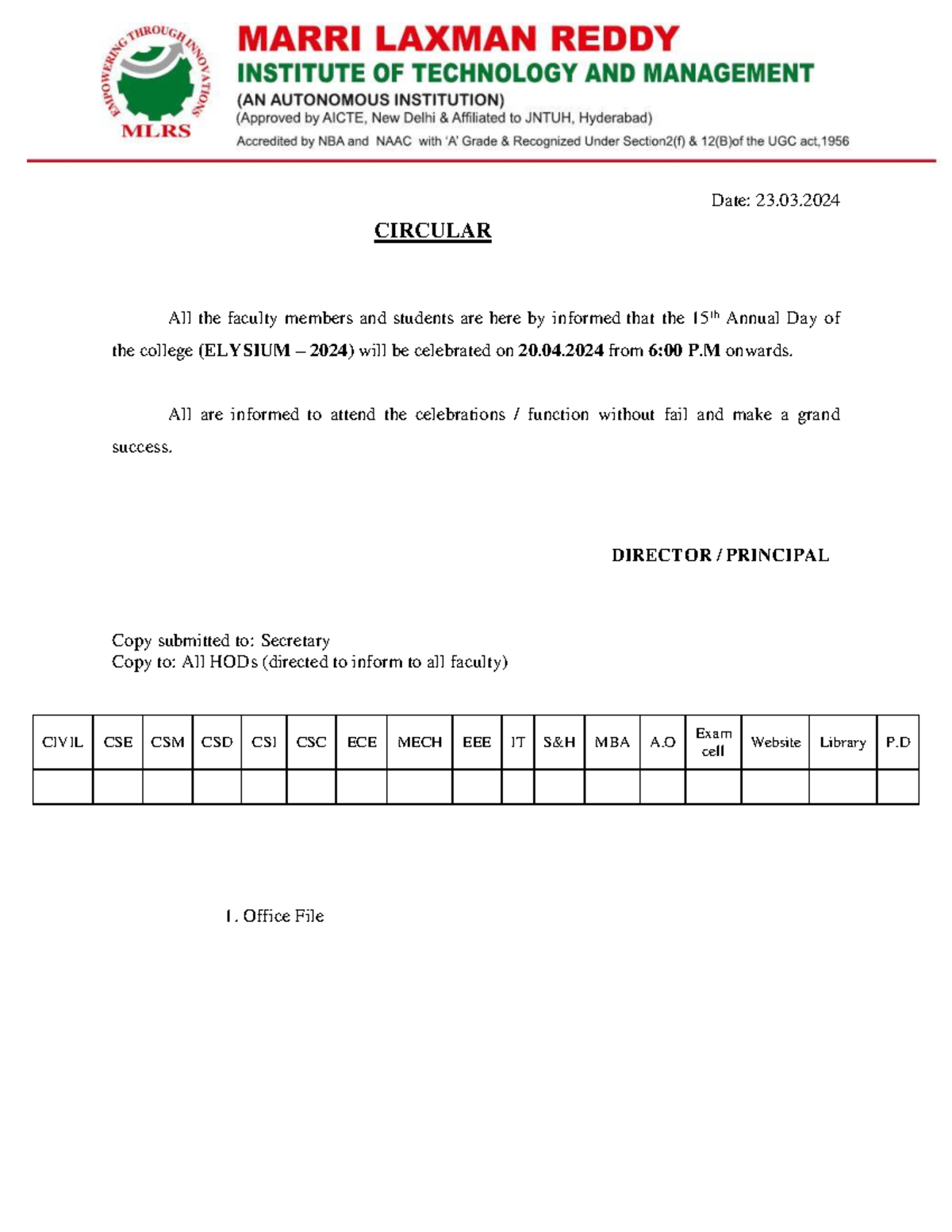 Annual day circular 23 - Description - Date: 23 .0 3 .202 4 CIRCULAR ...
