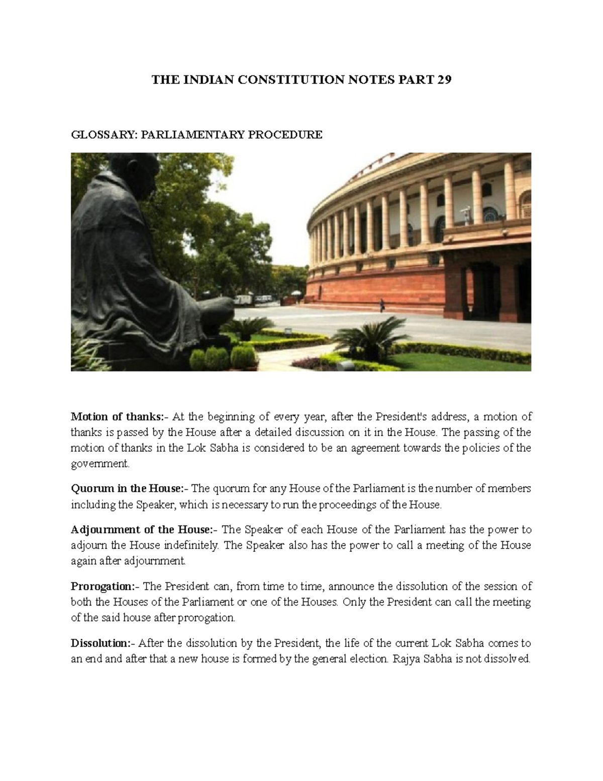 THE Indian Constitution Notes PART 29 - THE INDIAN CONSTITUTION NOTES ...