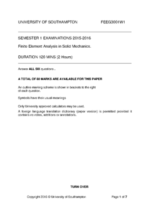 FEA practice questions with answers - FEEG3001 - Studocu