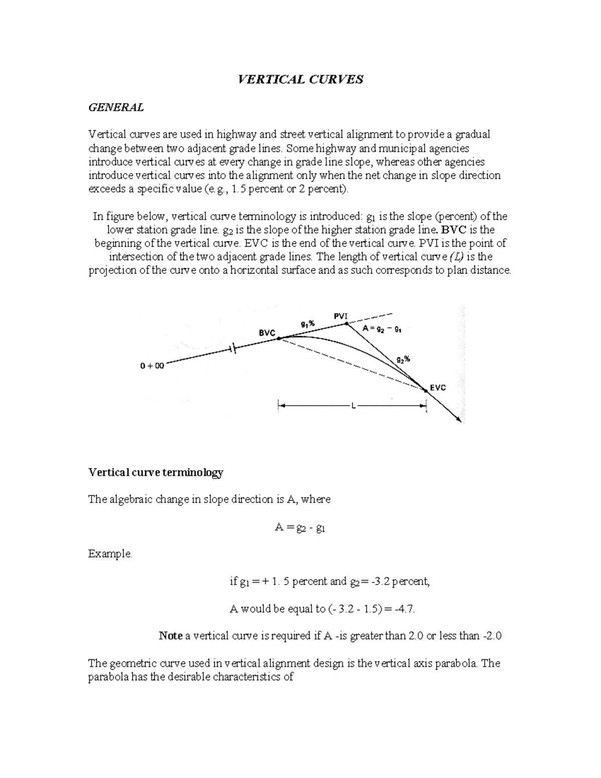 Vertical curves - Engineering - VERTICAL CURVES GENERAL Vertical curves ...